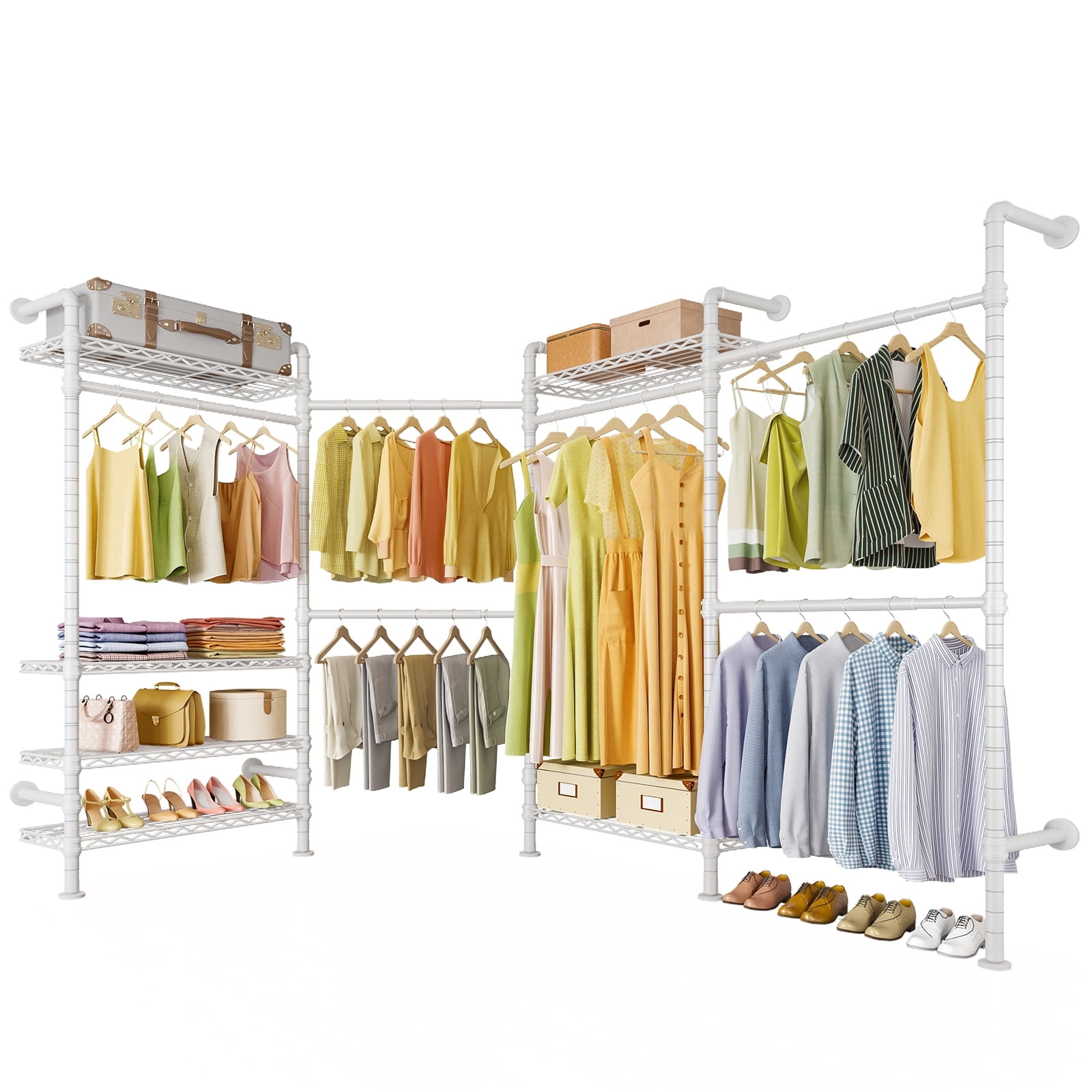 Timate L4 L Shape Heavy Duty Clothes Rack, Expandable Industrial Pipe ...
