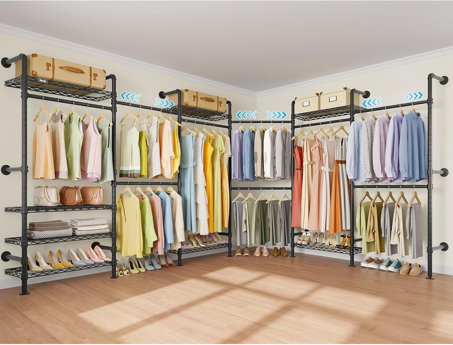 Timate L6 Corner Wall Mounted Closet System - Heavy Duty Industrial ...