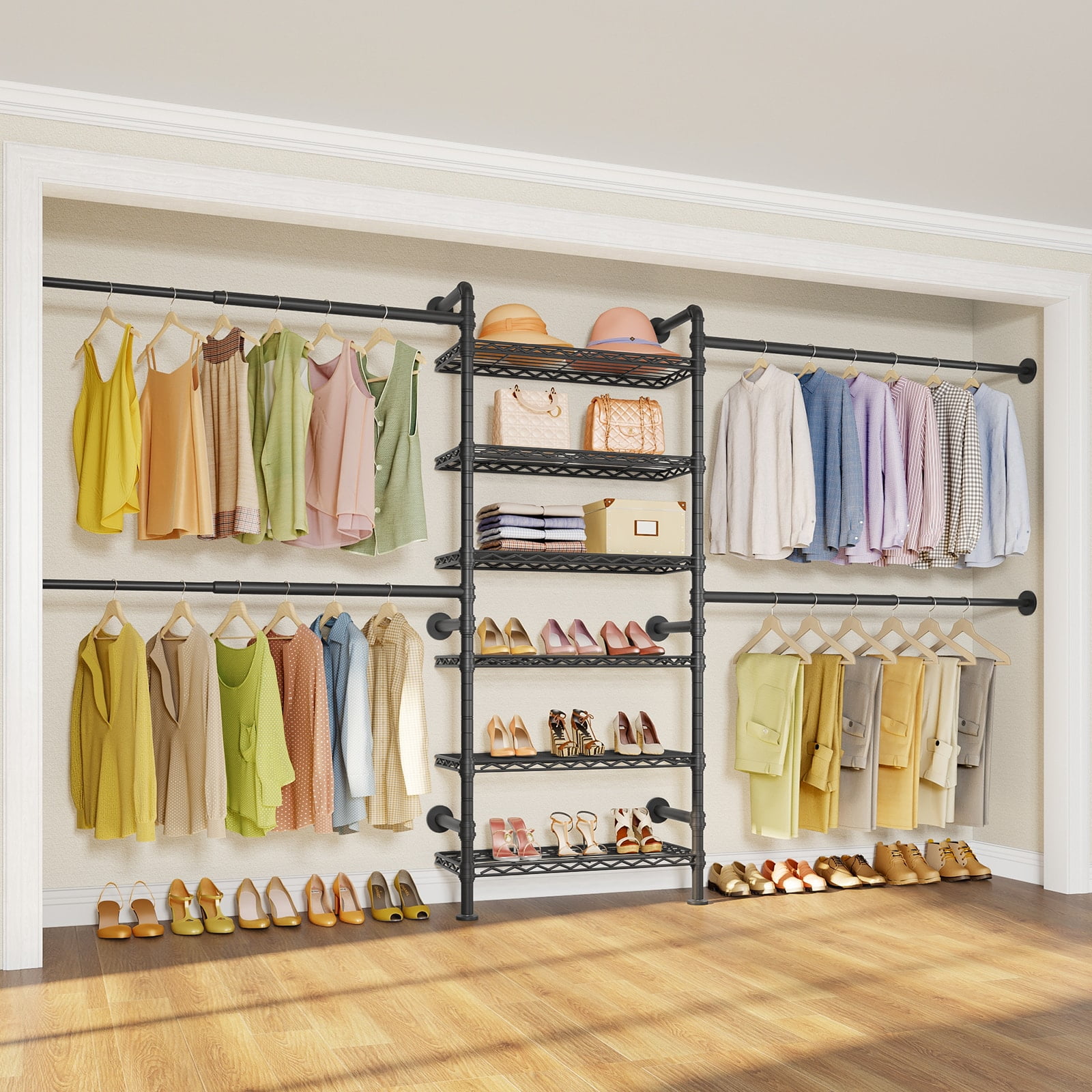 Timate P3 Closet System, Expandable Wall Mounted Closet System with 6 ...