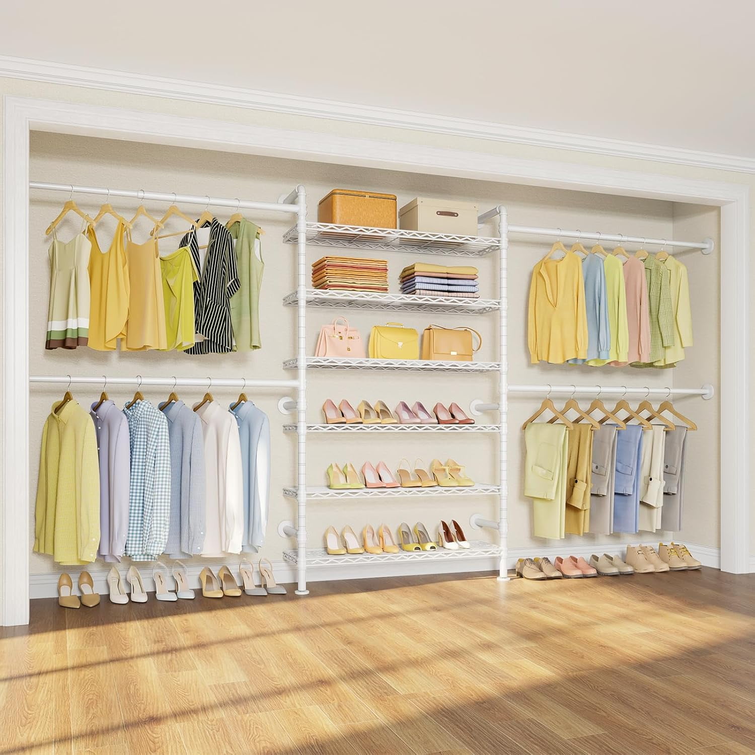 Timate P3 PLUS Closet System, Expandable Wall Mounted Closet with 6 ...