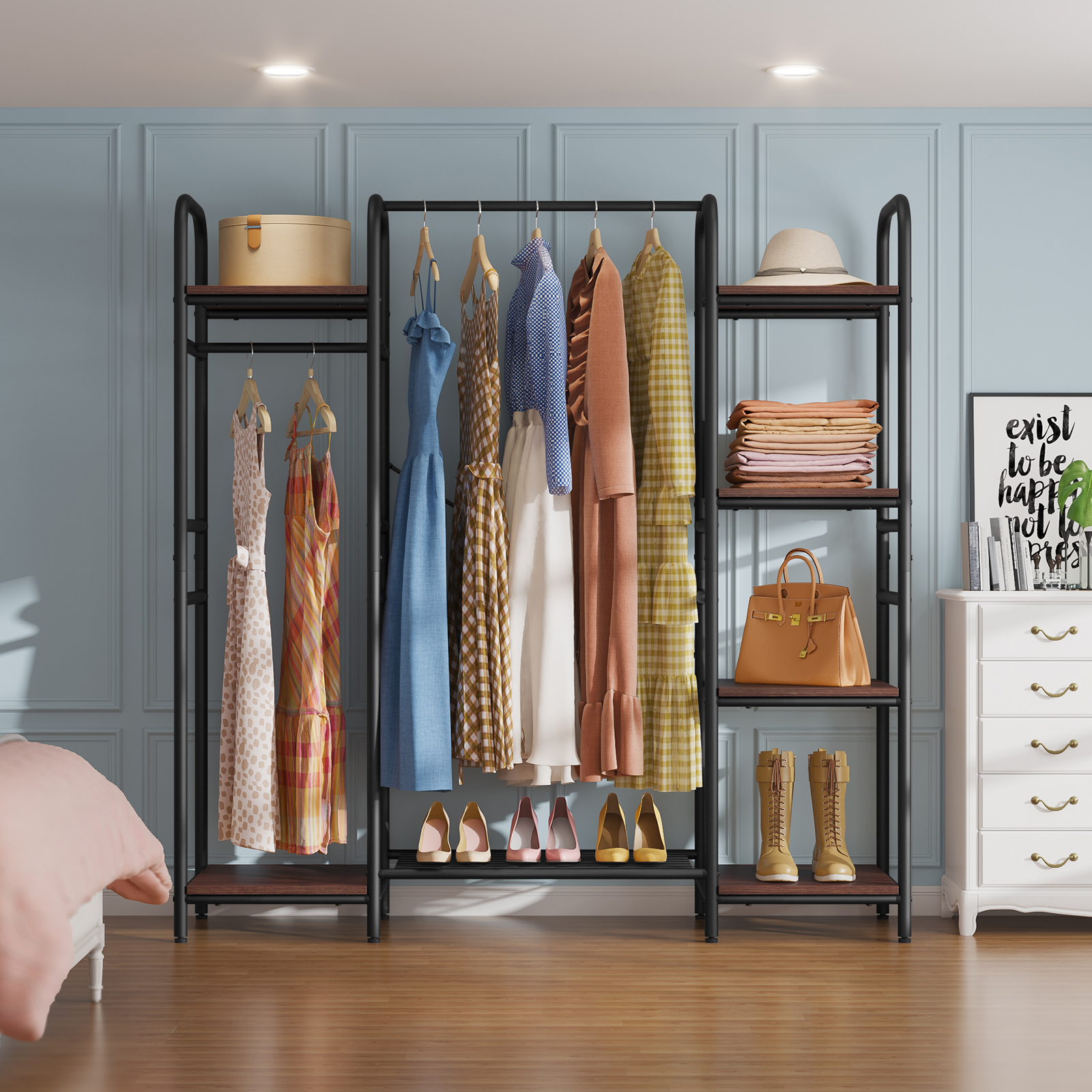 UBesGoo Freestanding Closet System Organizer Heavy Duty Garment Rack ...