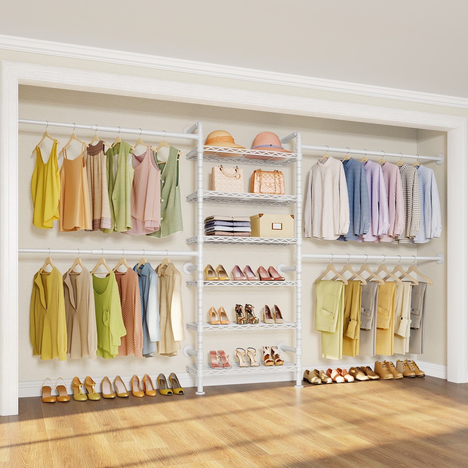 Timate P3 Closet System, Expandable Wall Mounted Closet System with 6 ...