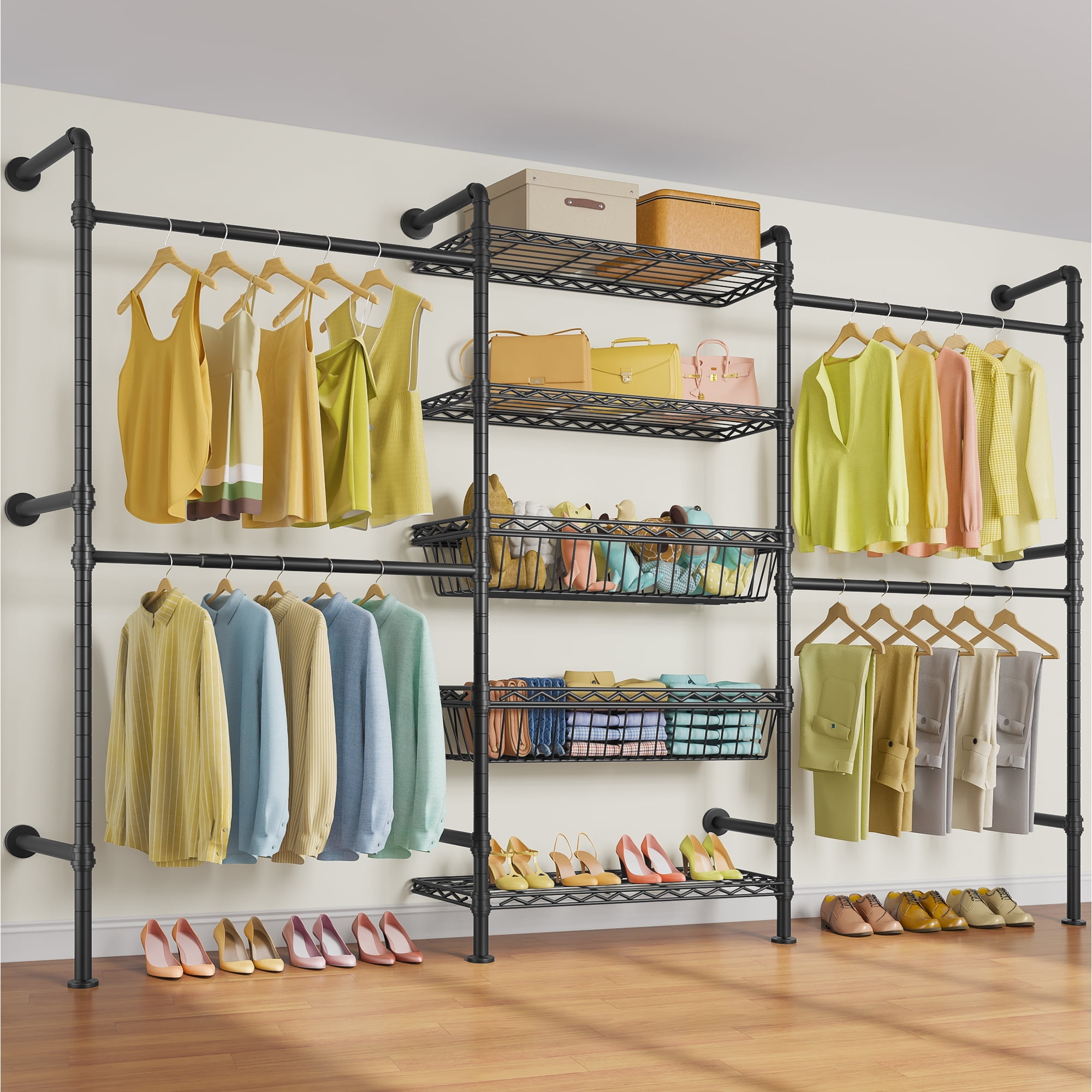 "Timate X3 Wall Mounted Closet System, Expandable Clothes Rack with ...