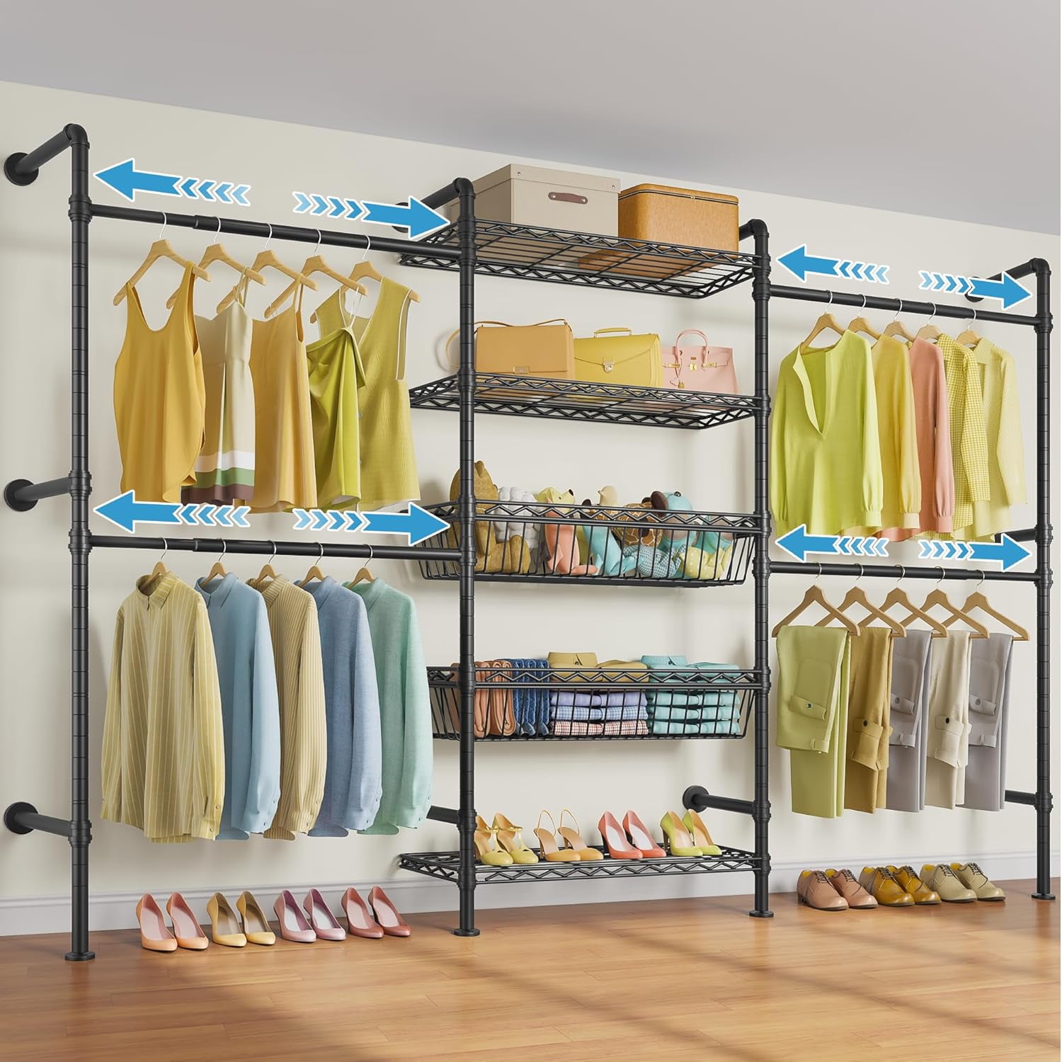 Timate X3 Garment Rack for Hanging Clothes Load 980lbs, Expandable Wall ...