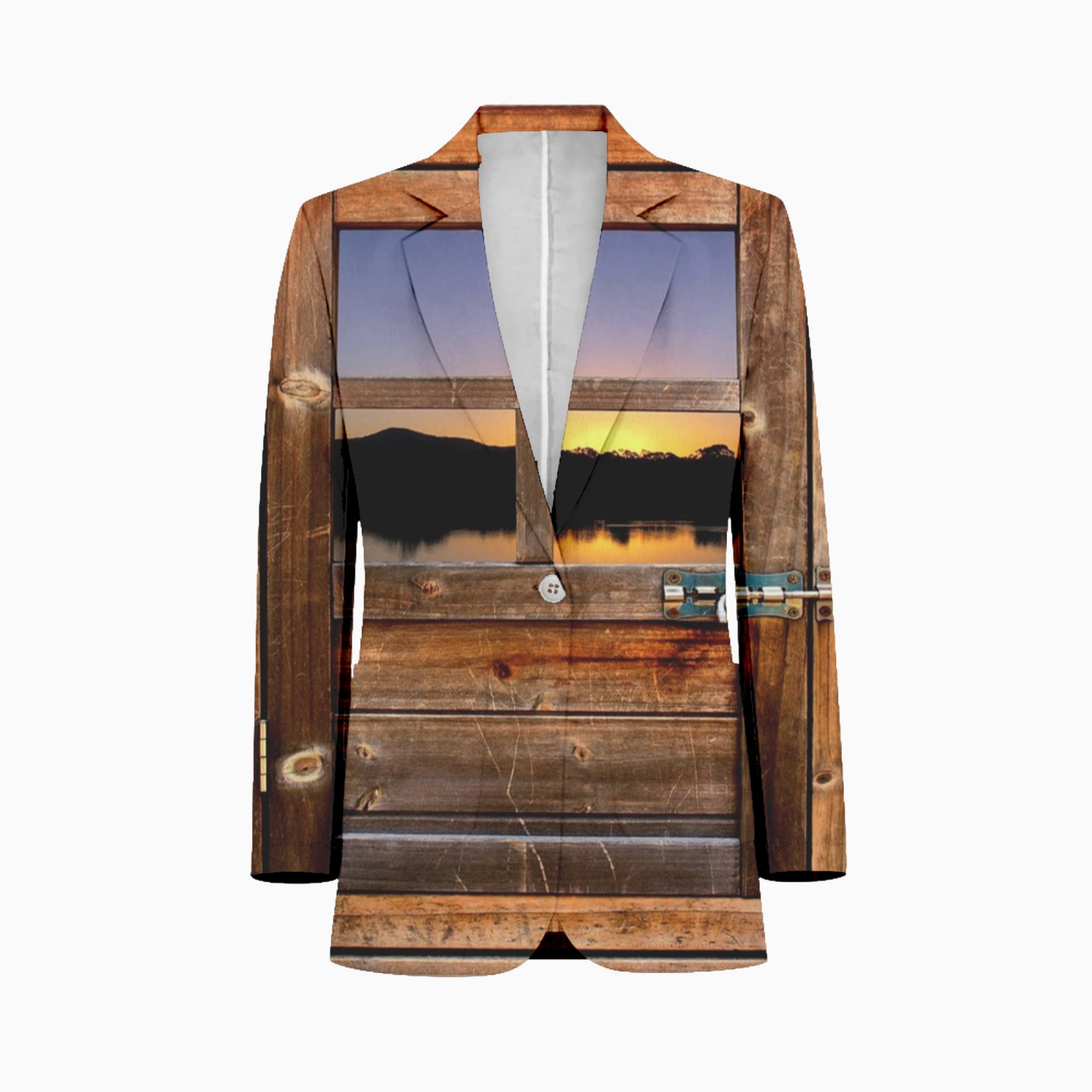 Timber Door with Window To Sunset and River Stock Men's Suit Blazer ...
