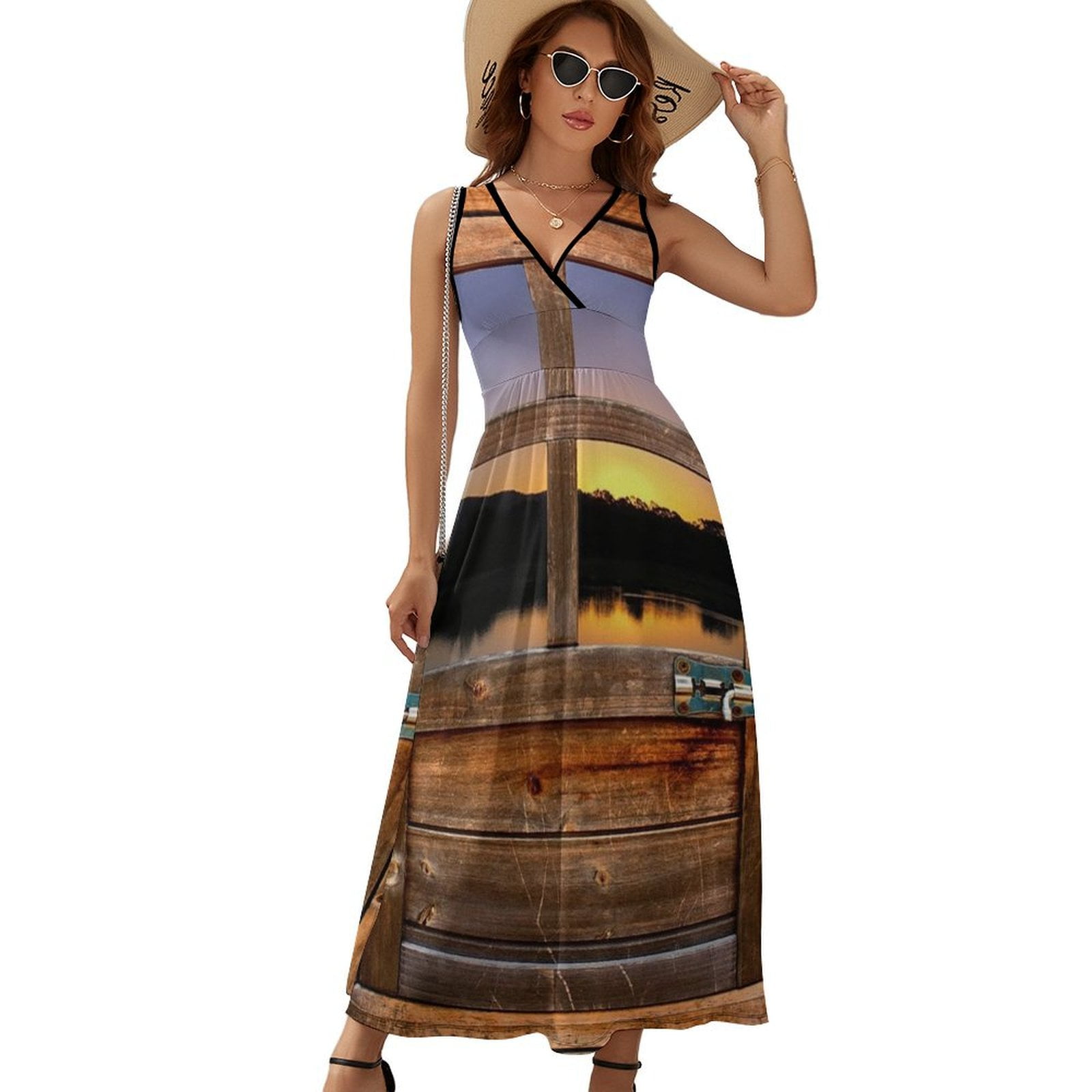 Timber Door with Window To Sunset And River Stock Dress Fashion Boho ...