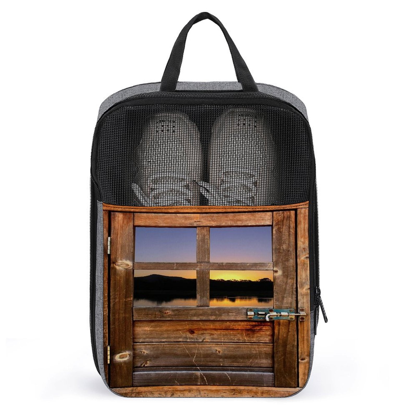 Timber Door with Window To Sunset And River Stock Shoe Bags Shoe ...