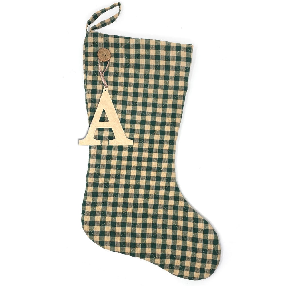 Timber Green 5 Quilted Christmas Stocking with Personalized Letter ...