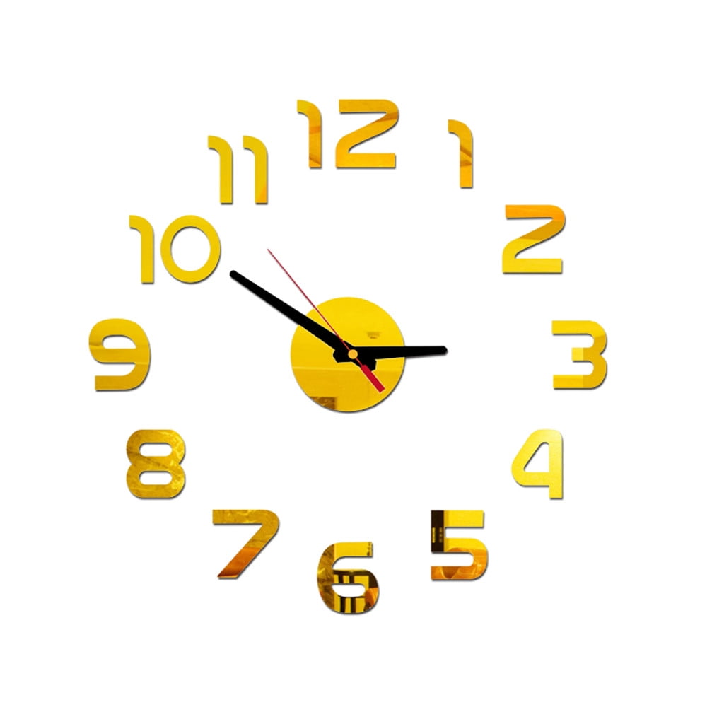 Timber House Dual Container DIY Wall Clock 3D Mirror Surface Sticker ...