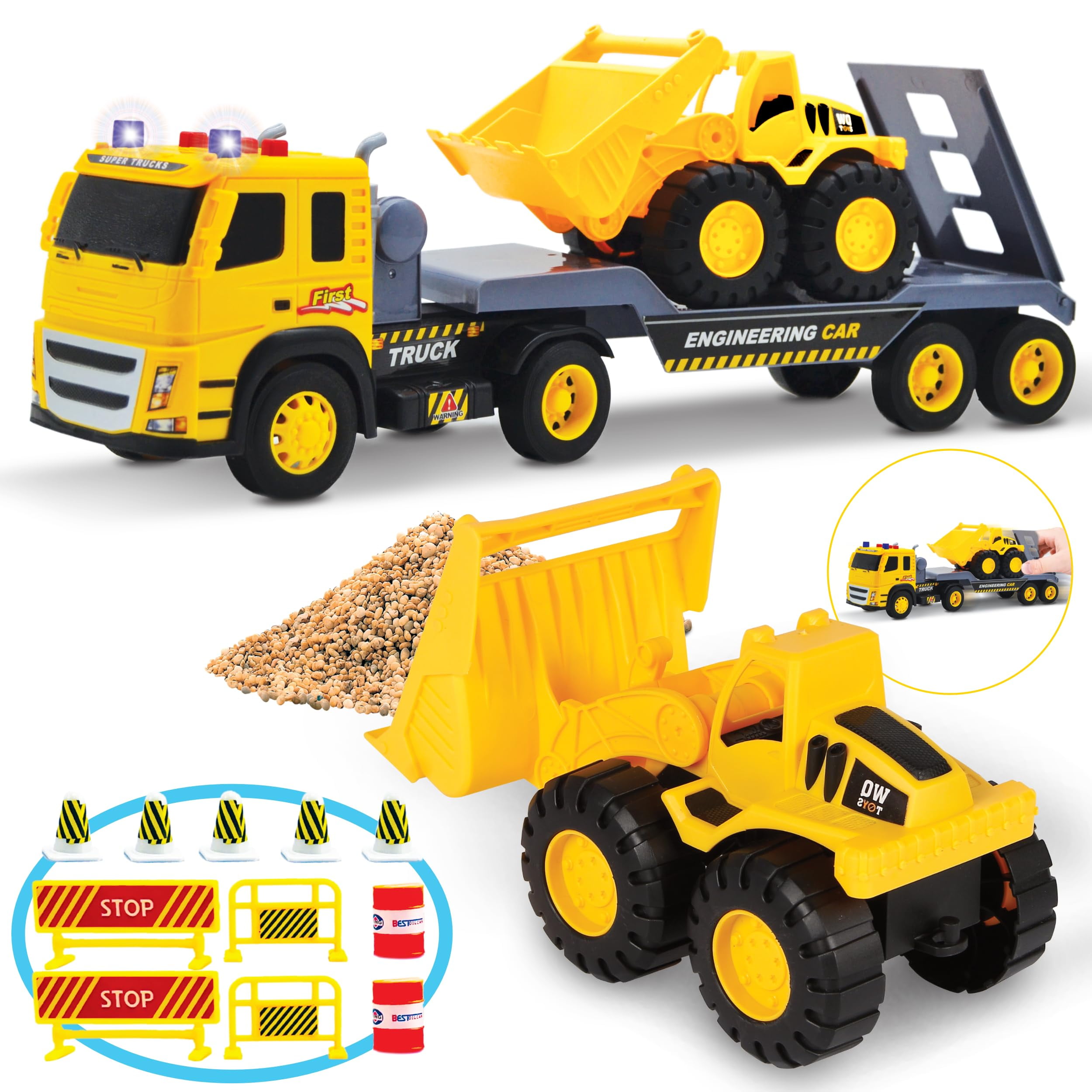 Timber Logging Truck w/ Functional Loading Crane Toy & Bundle of Logs ...