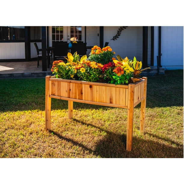 Timber Valley Cedar Wood Raised Garden Bed Elevated Planter Box with ...