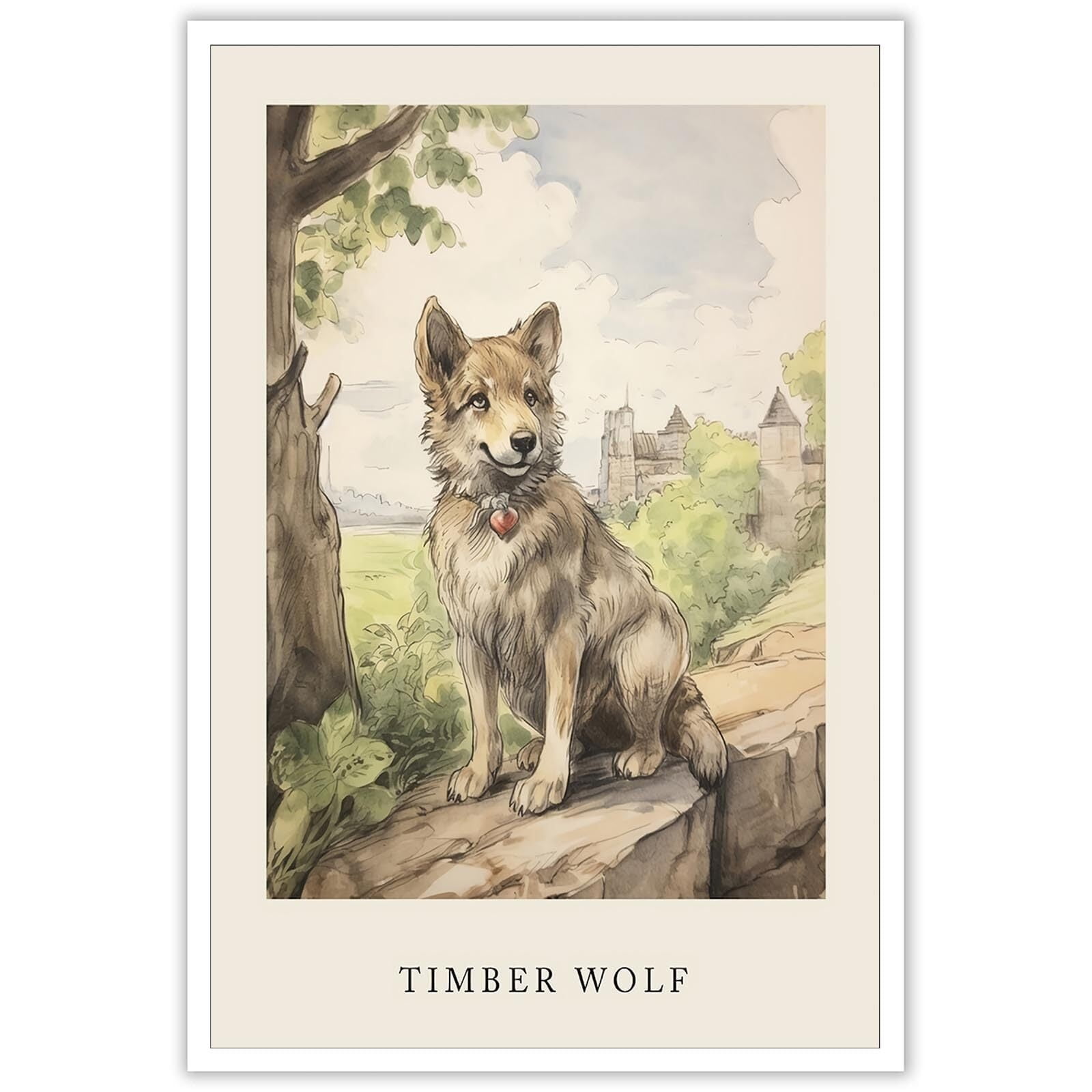 Timber Wolf Print Animal Artwork Posters Aesthetic Family Wall Decor ...
