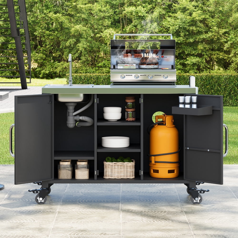 TimberFlare Outdoor Kitchen Island, Complete Sink Station, Backyard ...