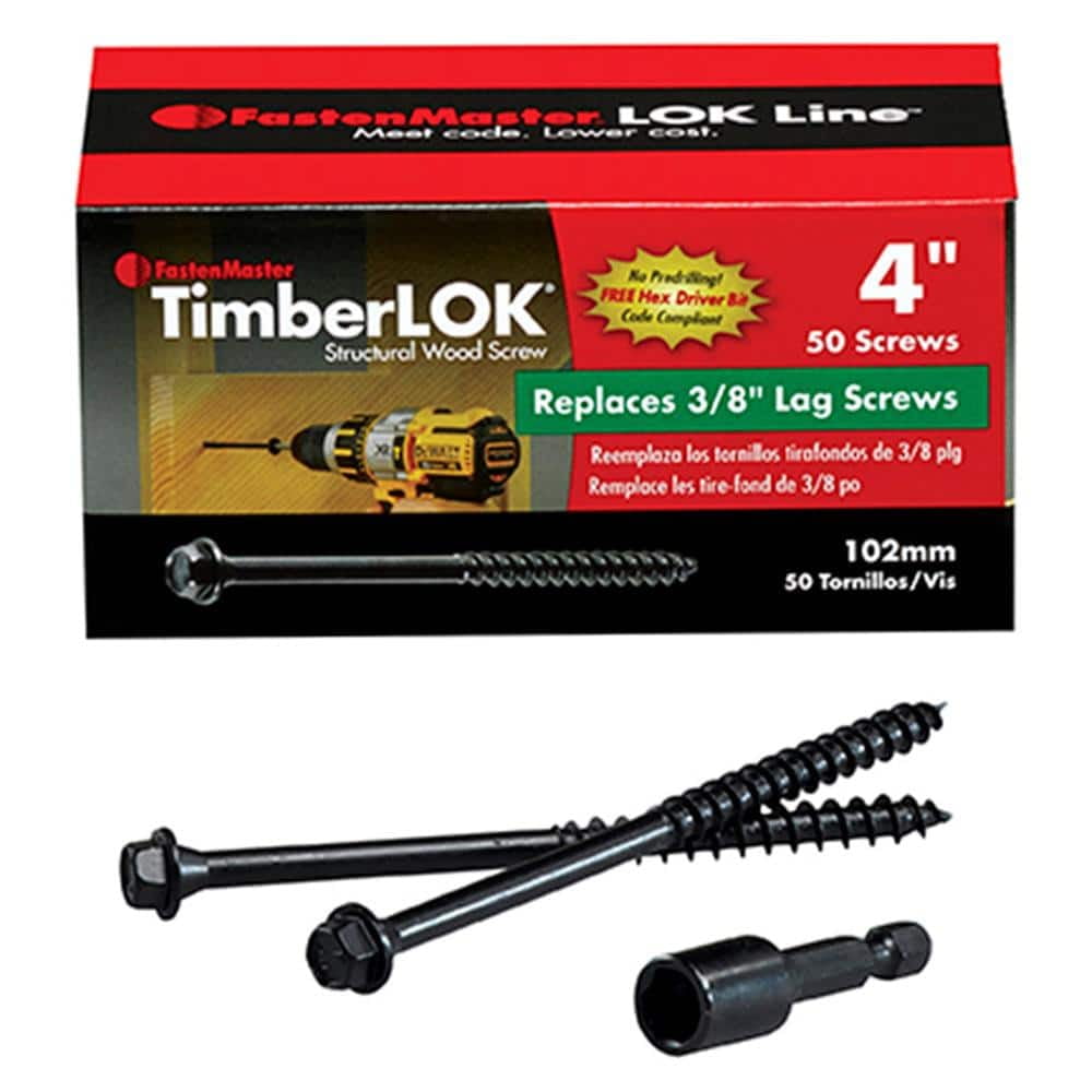 TimberLOK Structural Wood Screws - 4 inch wood screws with hex head ...