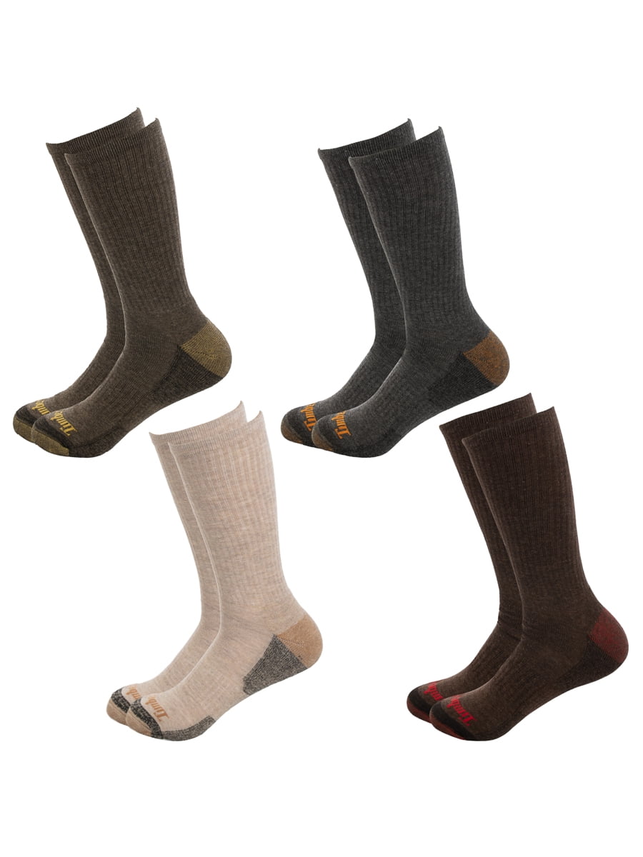 Timberland Men’s 4 Pairs Work Crew Socks, All Season Cotton Blend ...