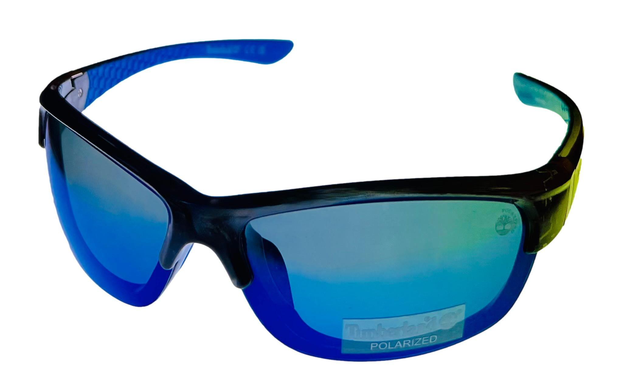 Timberland Mens Sunglass Shiny Black Rectangle, Flash Blue Polarized ...