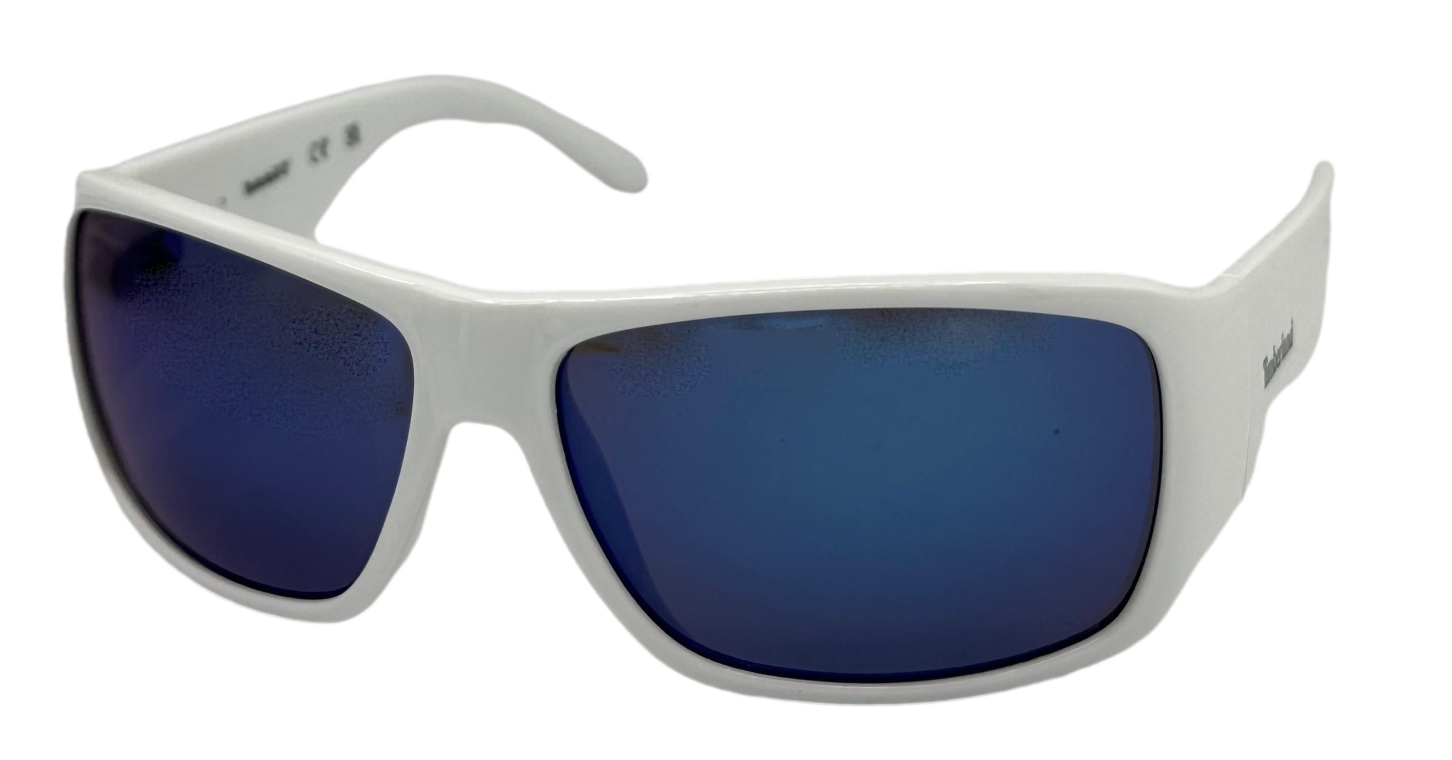Timberland Mens White Plastic Rectangle Wrap Sunglass, Blue Mirror ...