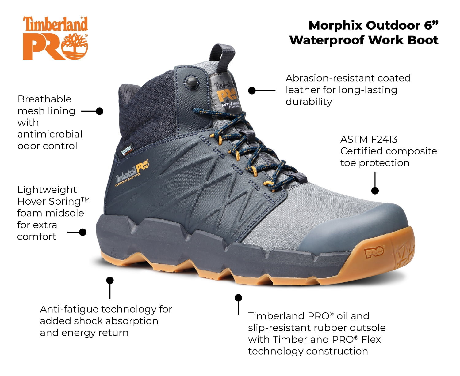 Timberland PRO Morphix Outdoor, Men's, Grey/Navy, Comp Toe, EH, WP ...