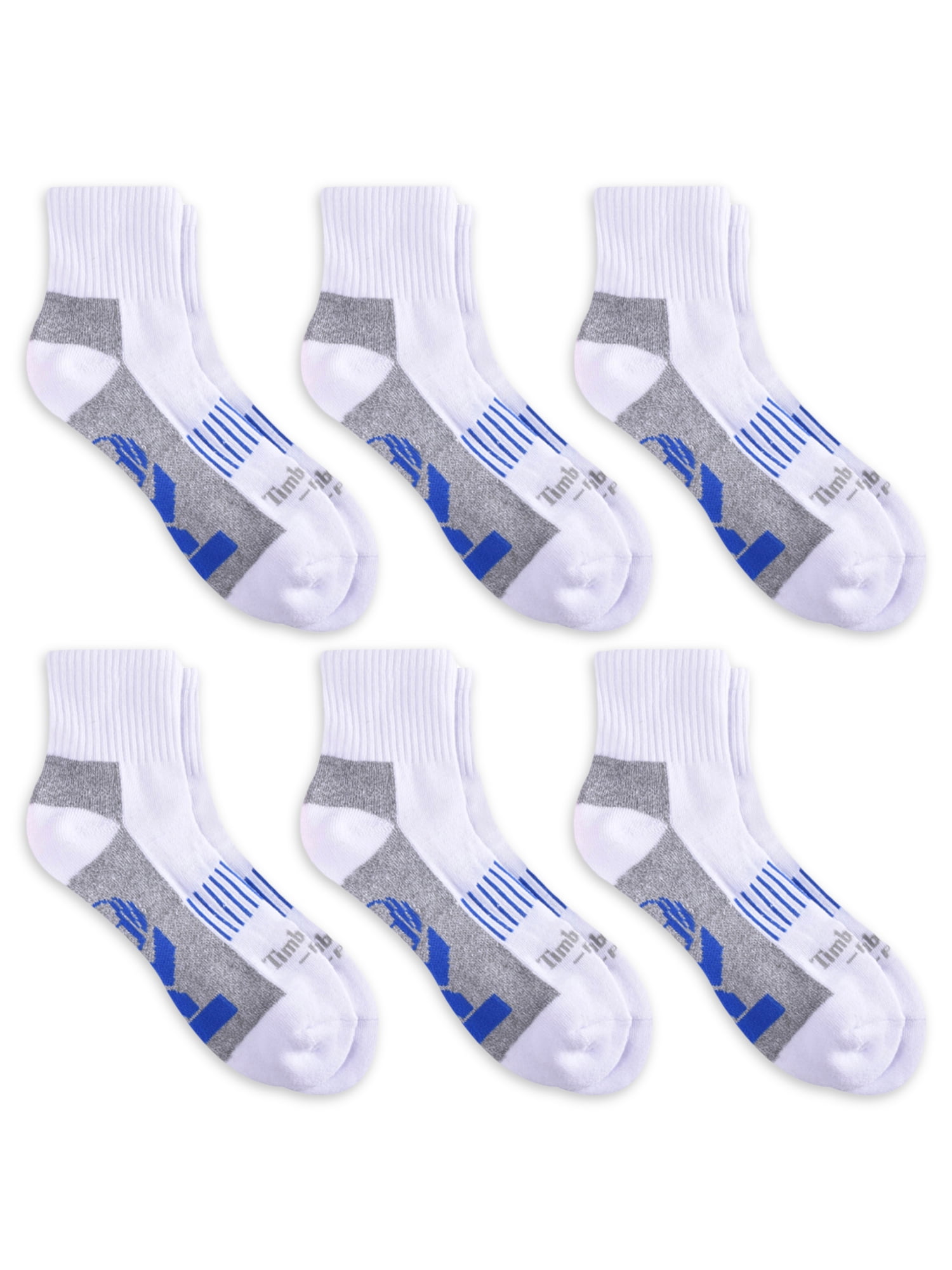 Timberland PRO Polyester Quarter Socks, White, 6 Pack - Walmart.com