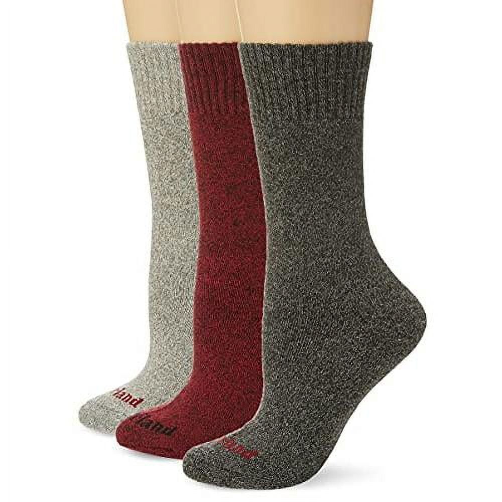 Timberland Women's 3-Pack Marled Full Cushioned Boot Socks, Red Multi ...