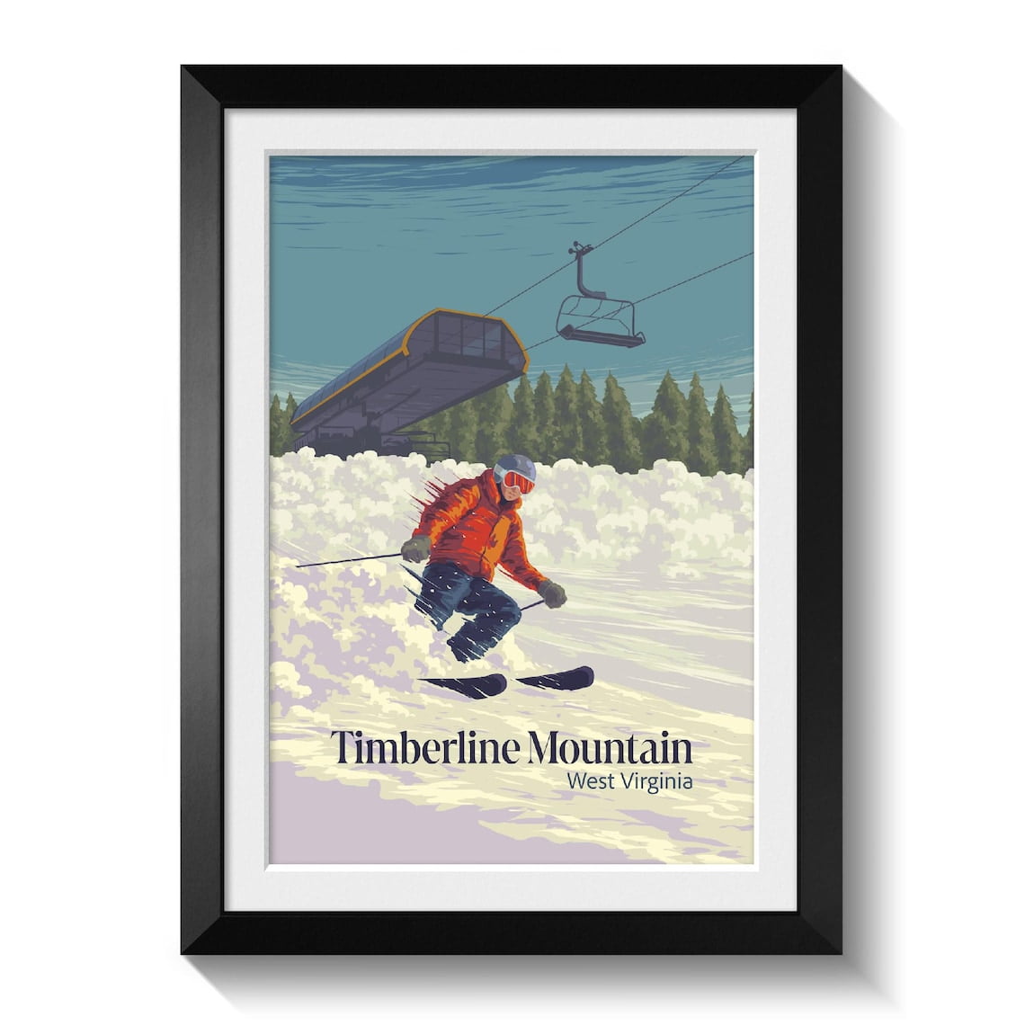 Timberline Mountain Poster, Ski Resort Print, West Virginia Travel ...