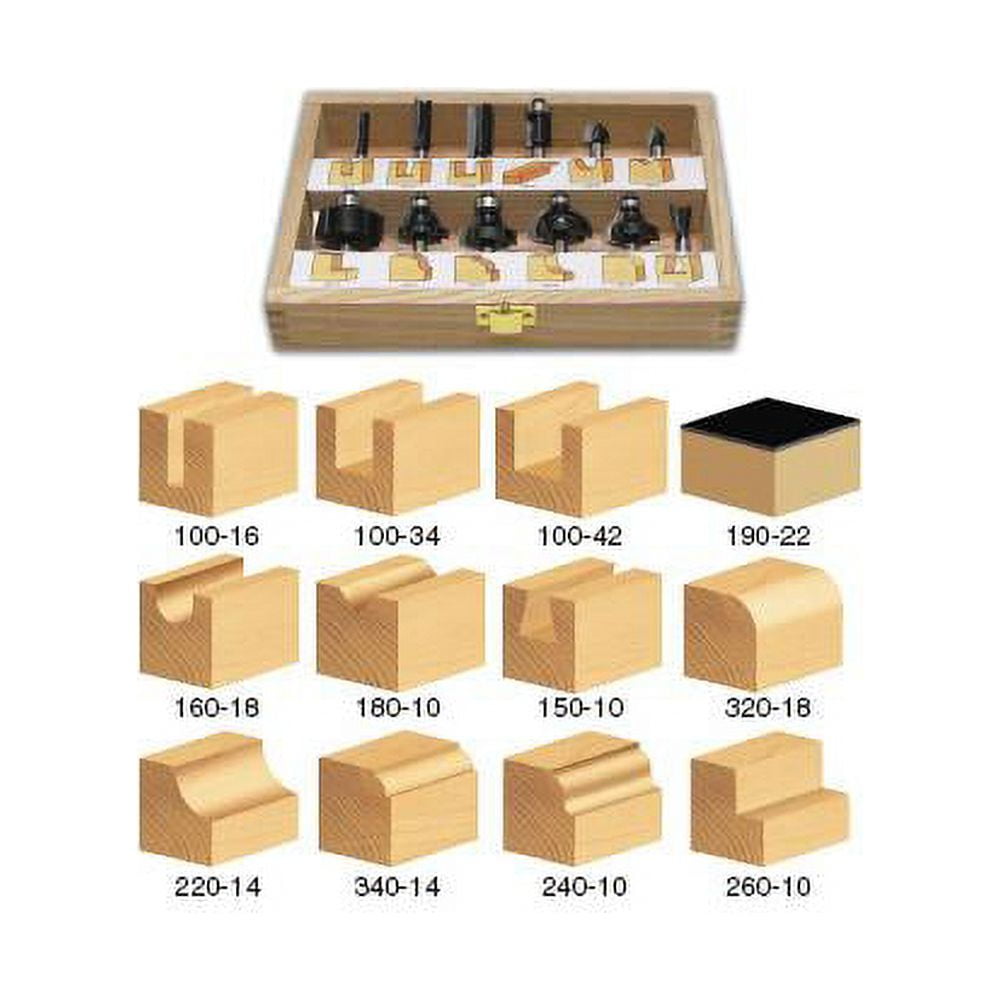 Timberline TRS-120 12-Piece Carbide Tipped Router Bit Set 1/4 Inch ...