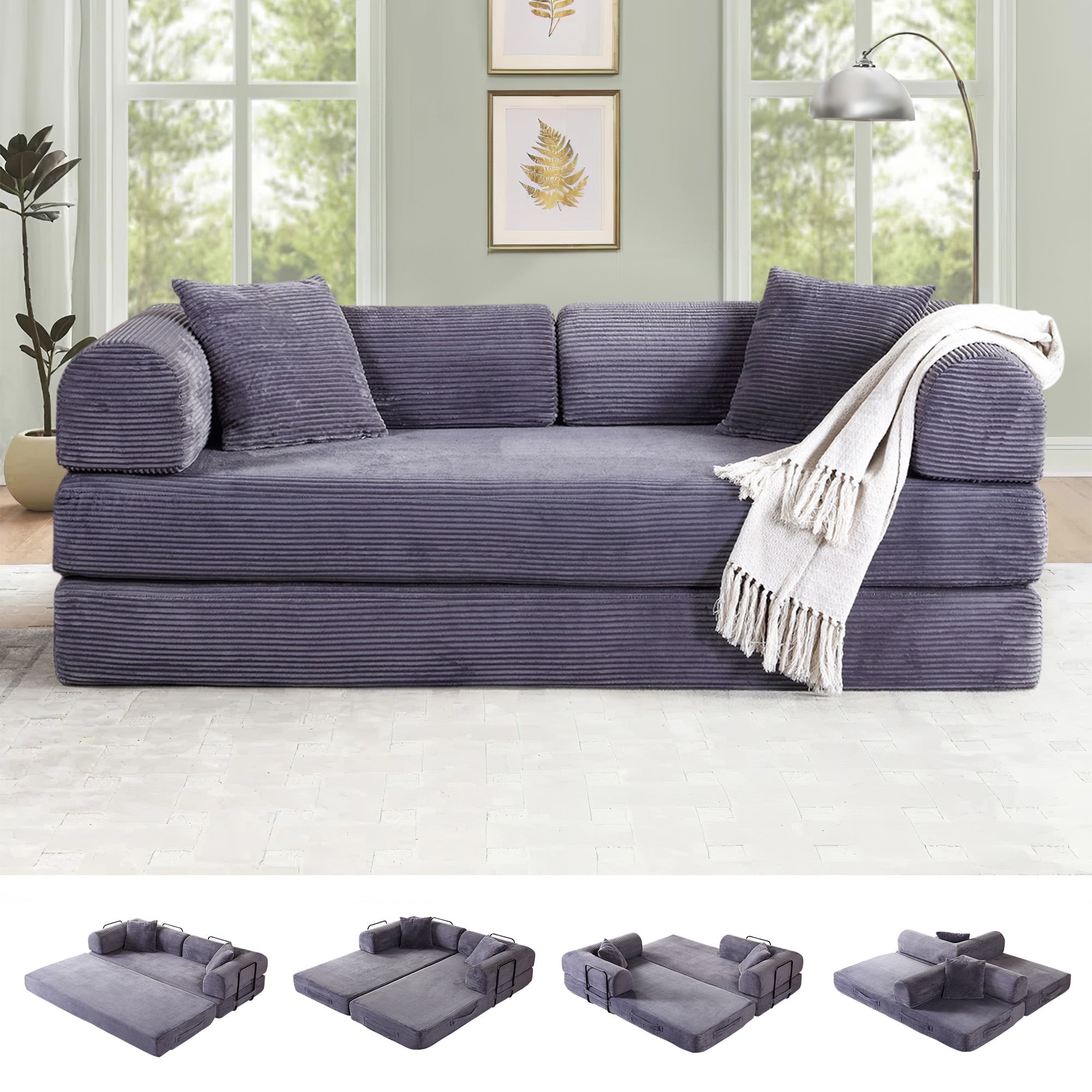 Timbernest Convertible Sleeper Sofa Bed 78" Folding Sofa Bed with 2 ...