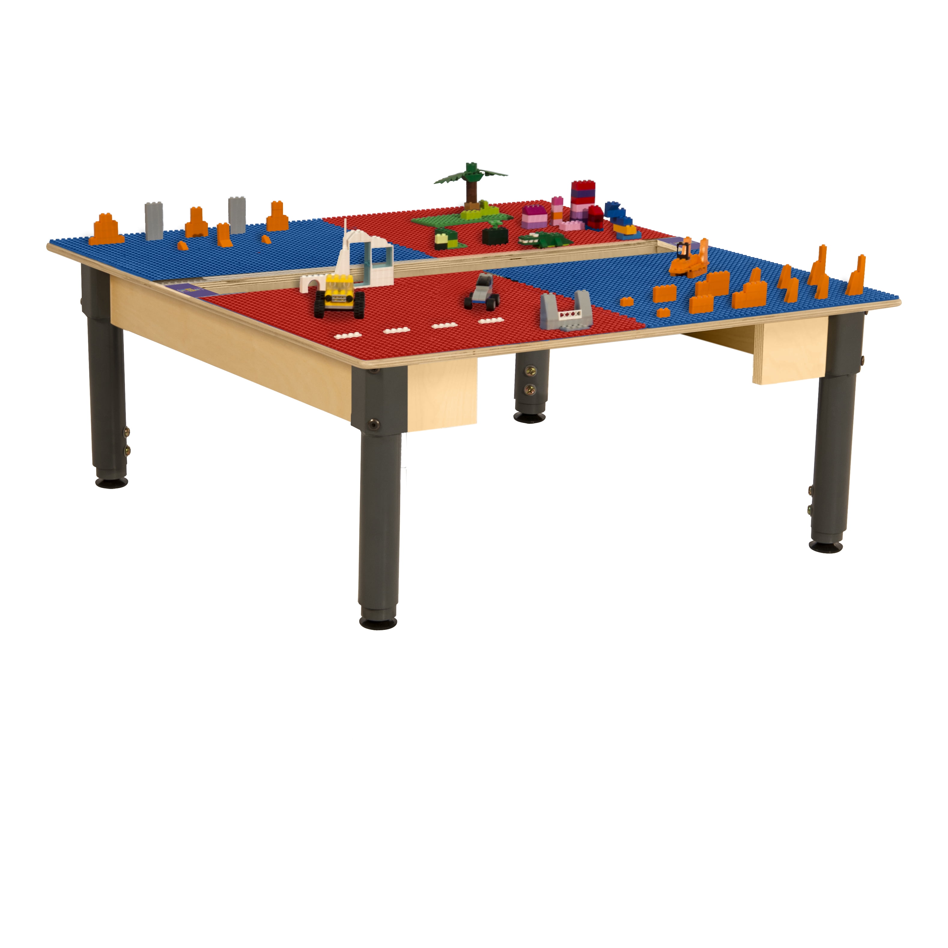 Time-2-Play 2-in-1 Montessori Kids Play Table, 35”W Red & Blue Square ...