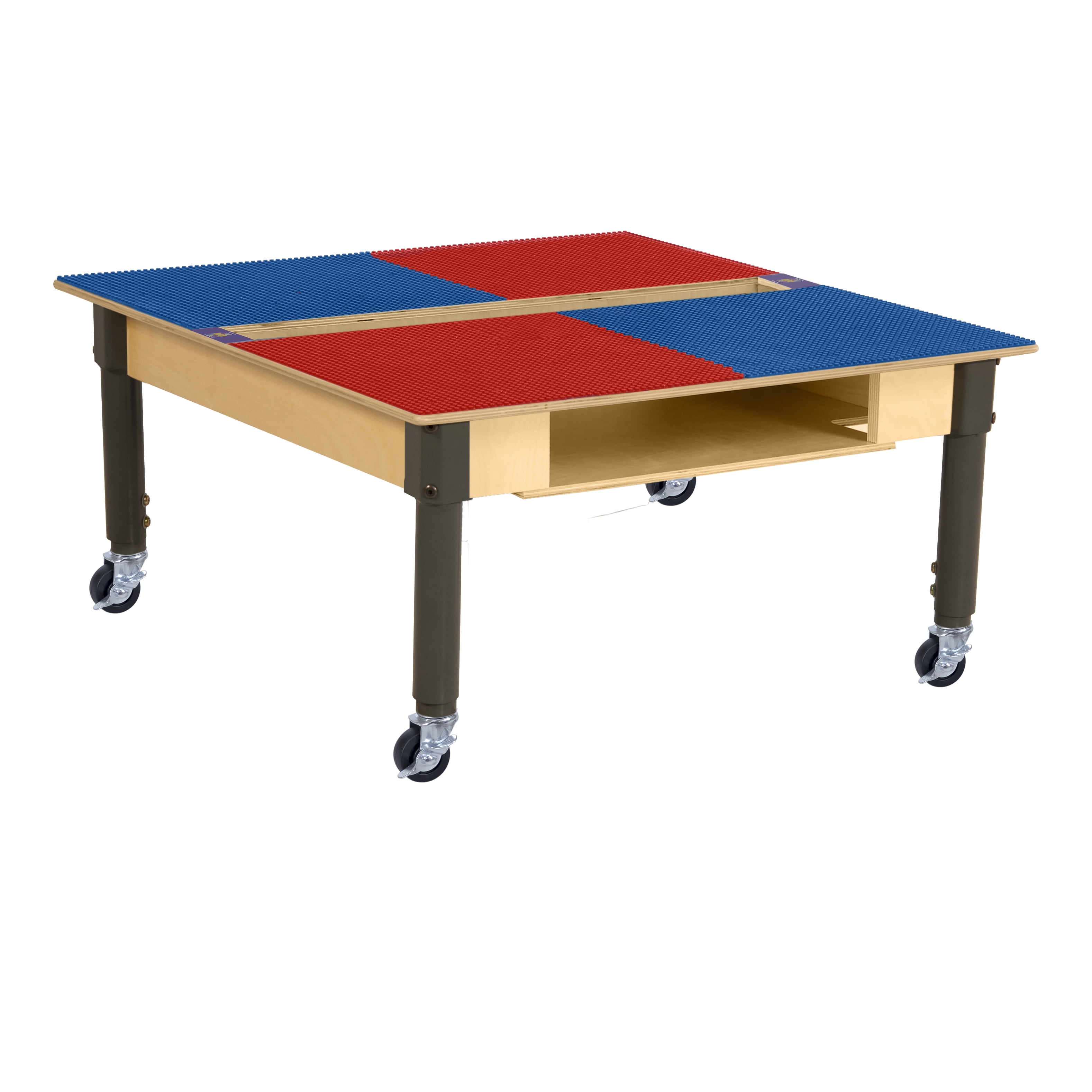 Time-2-Play Kids Lego Table, 35" Birch Plywood, Red & Blue, Adjustable ...
