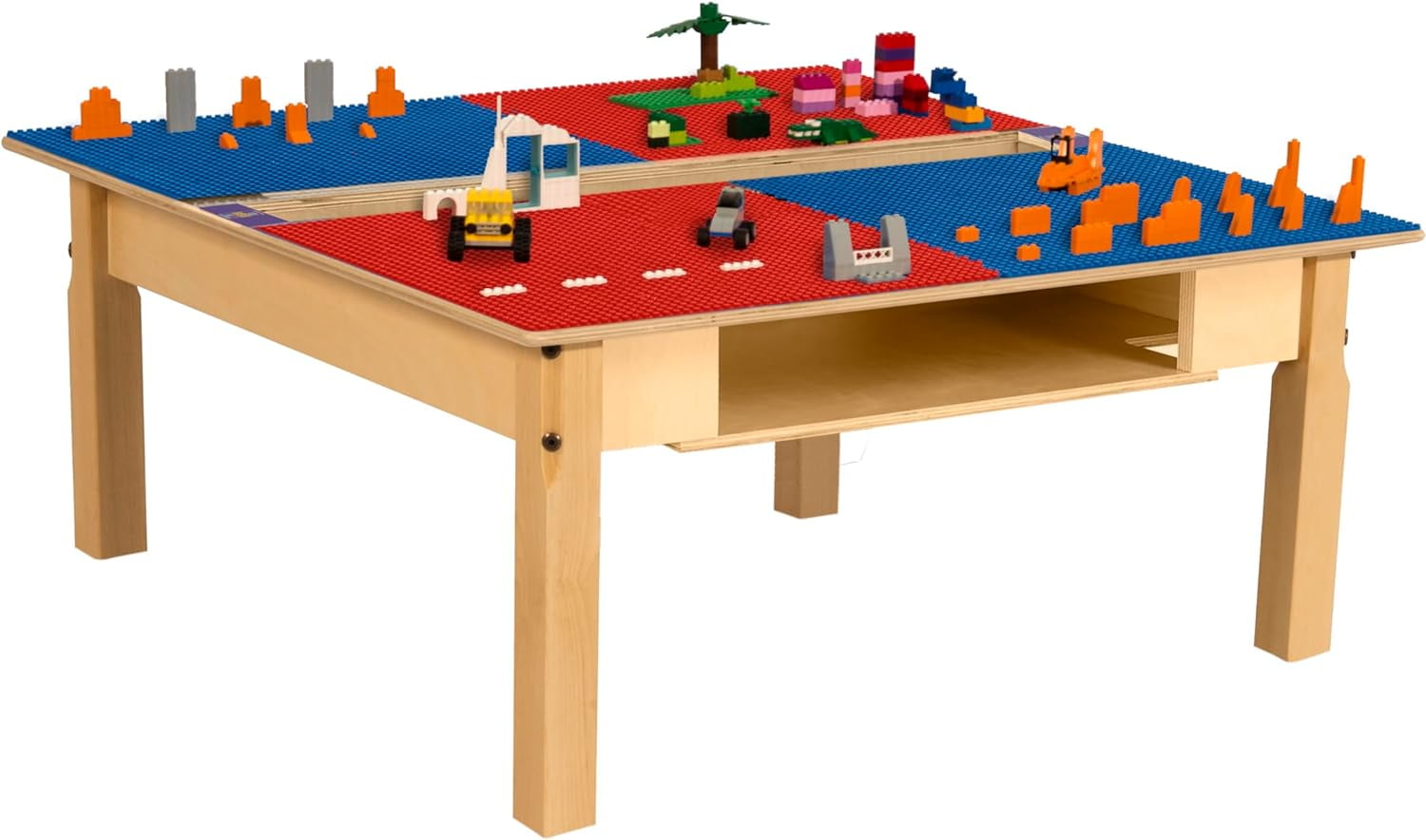 Time-2-Play Kids Montessori Lego Blocks Compatible Desk W 35" Red N ...