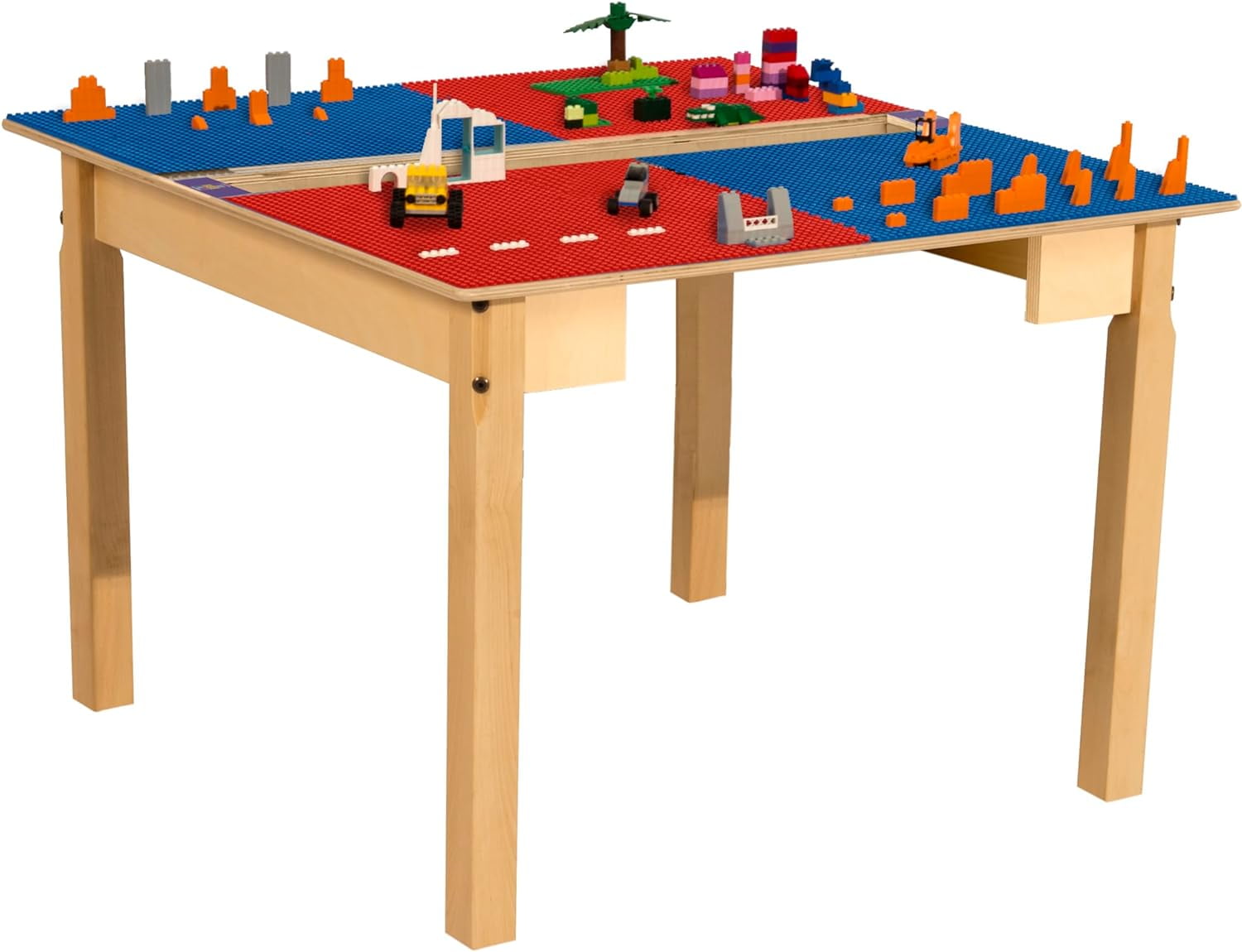 Time-2-Play Montessori 35" W Red N Blue Lego Blocks Compatible Table ...