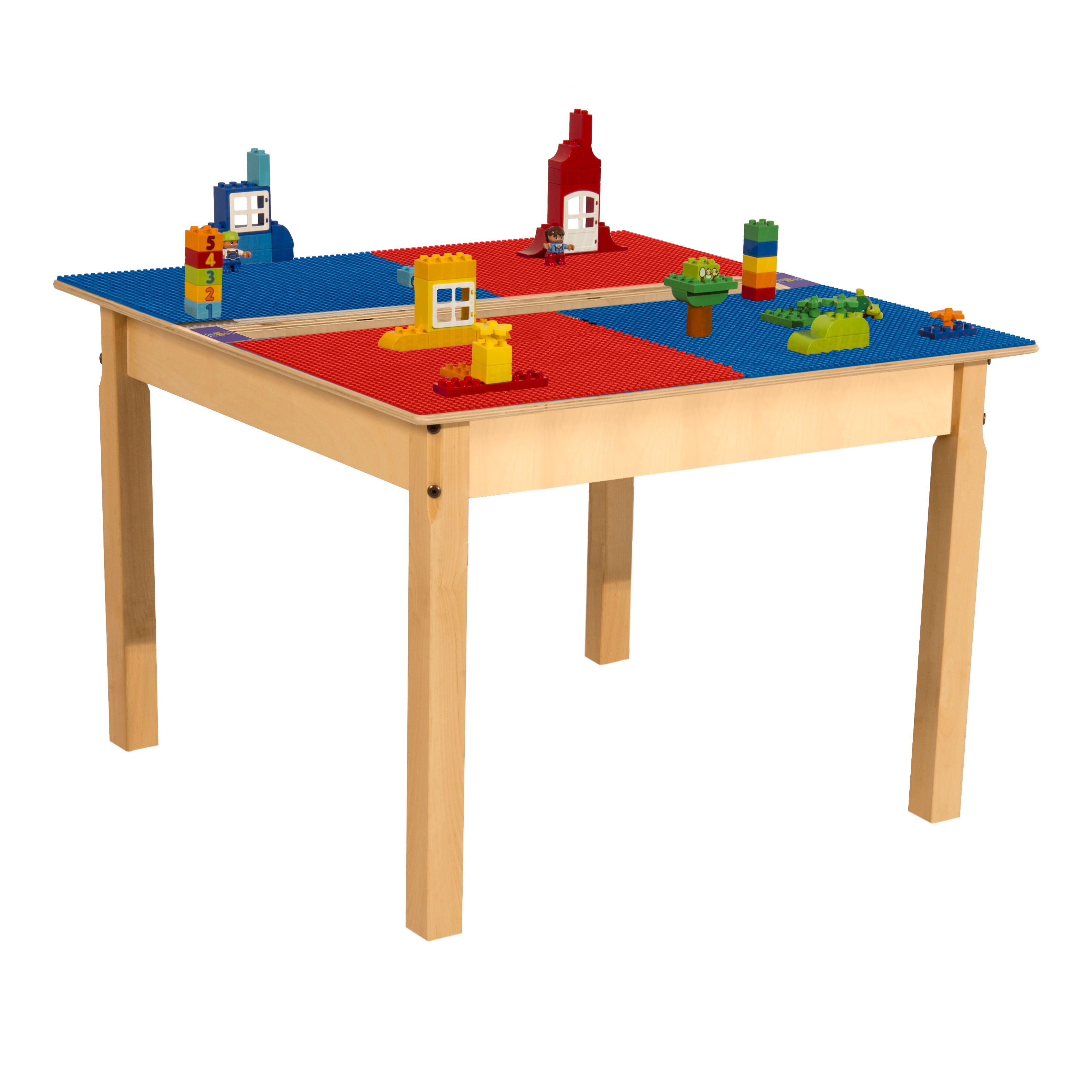 Time-2-Play Montessori Kids 35"W Red N Blue Activity Play Table ...