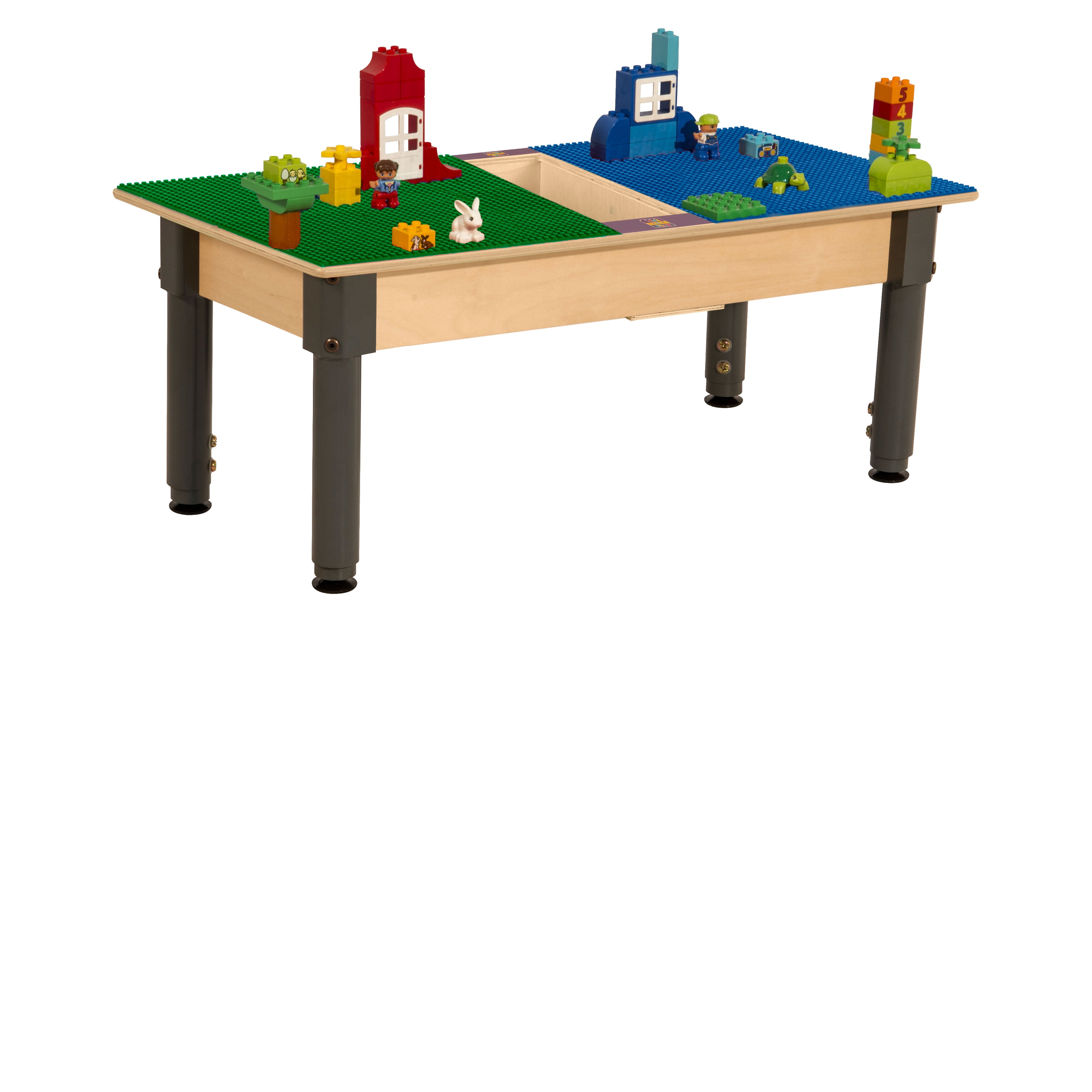 Time-2-Play Montessori Kids Play Table, Blue & Green Reactangular ...
