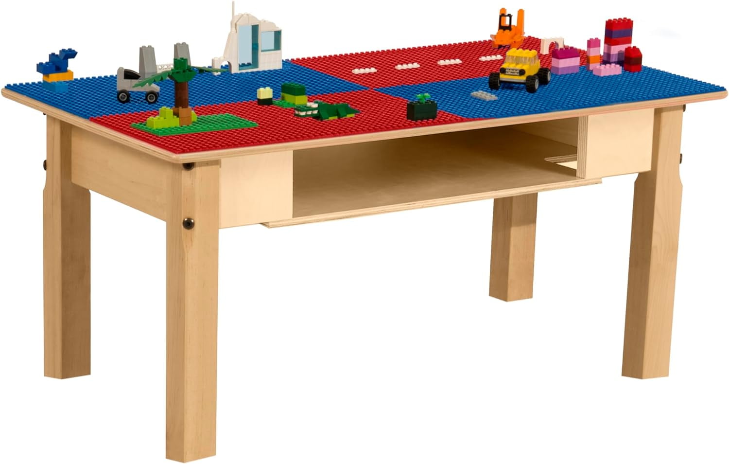 Time-2-Play Wooden Lego Compatible Play Table, Rectangular Activity ...