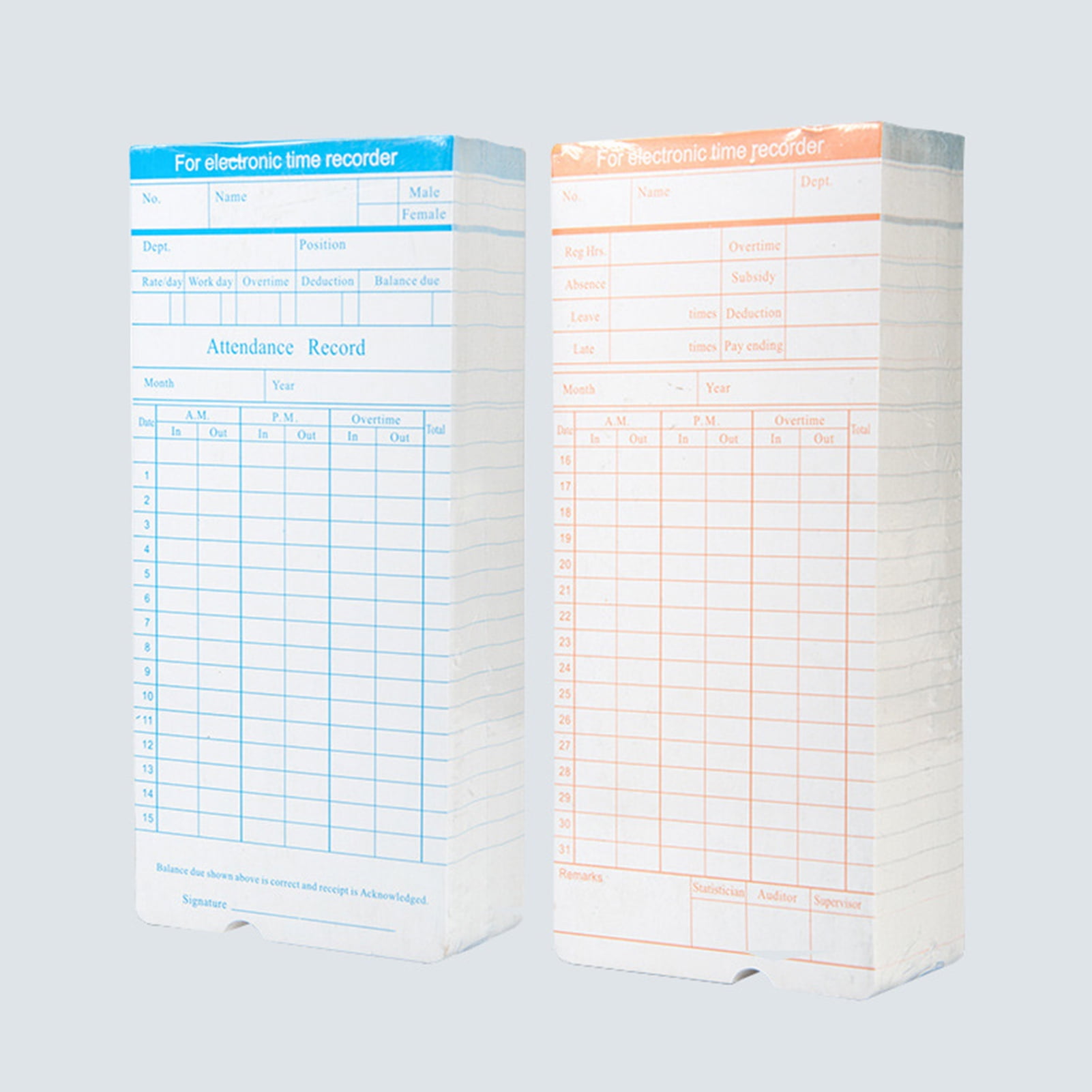 Time 90pcs/ Pack Time Cards Timecards Monthly 2-sided 18 X 8.4cm For ...
