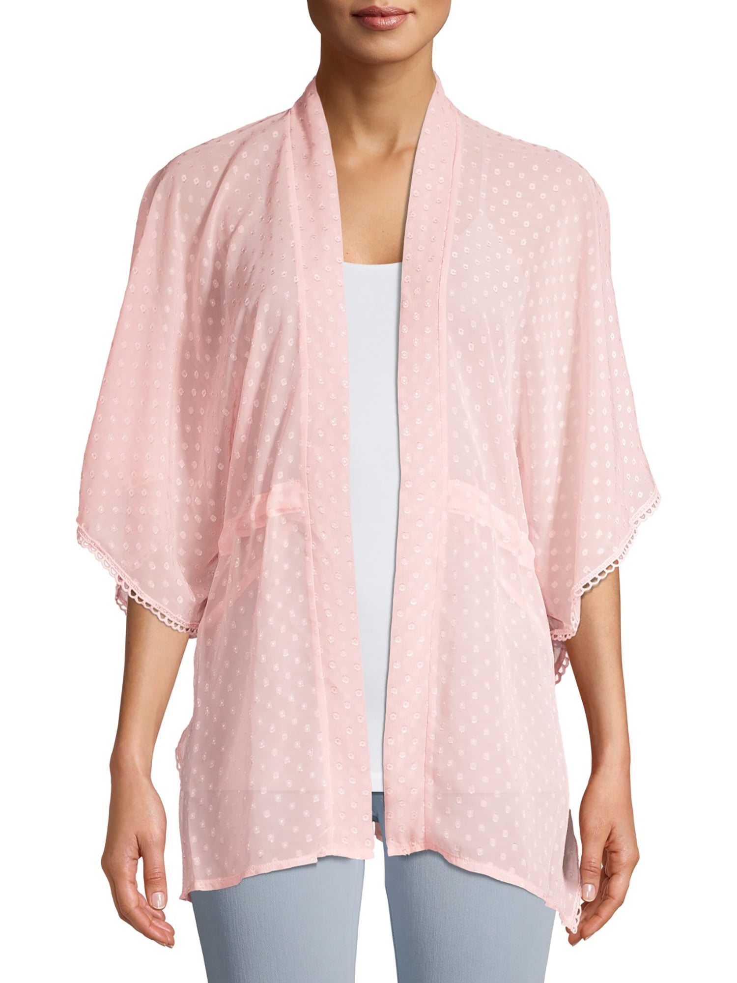 Time And Tru Clip Dot Kimono W/ Picot Trim - Walmart Business Supplies