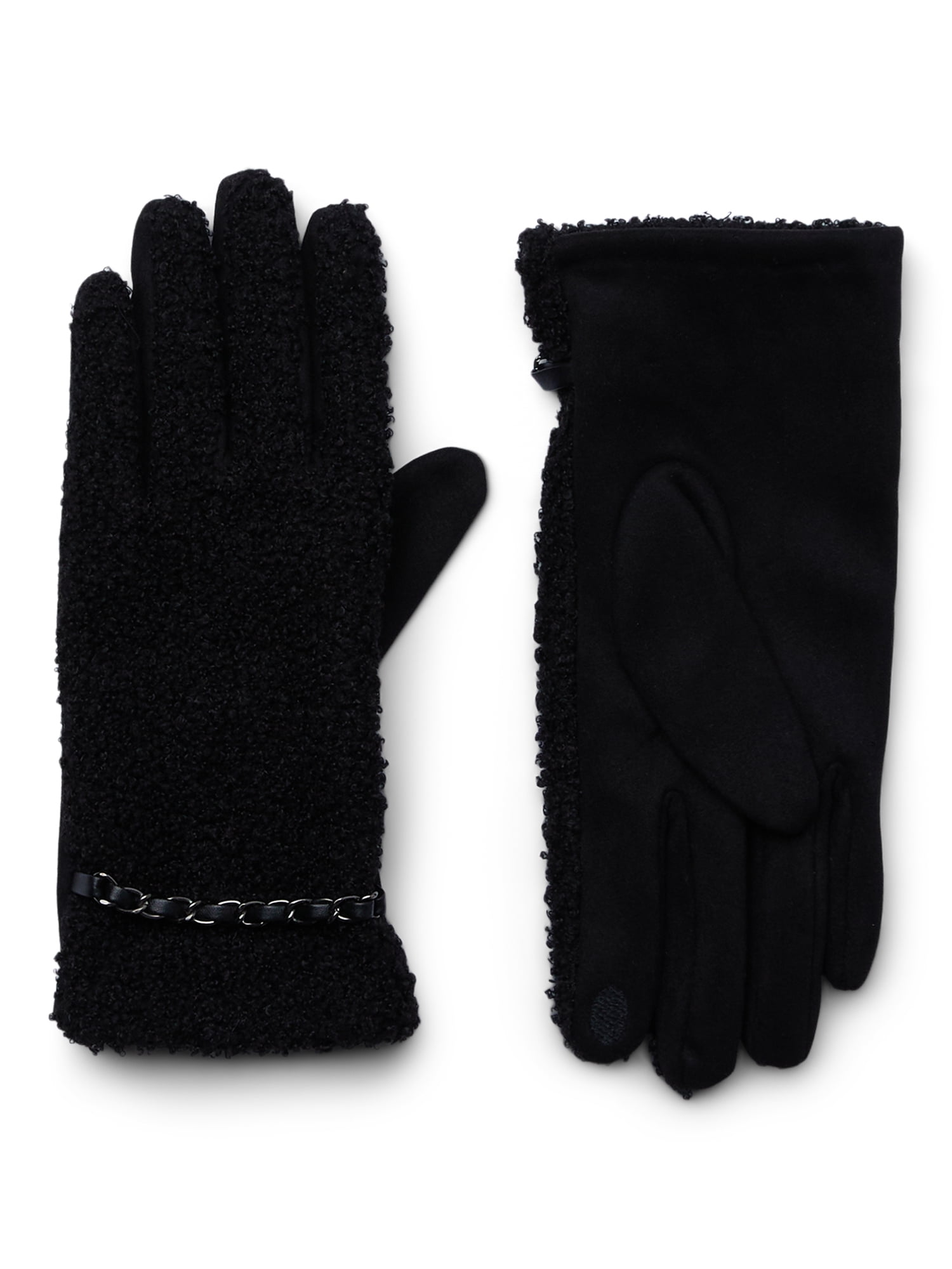 Time and Tru Women's Lightweight Faux Shearling Winter Gloves, Size L ...