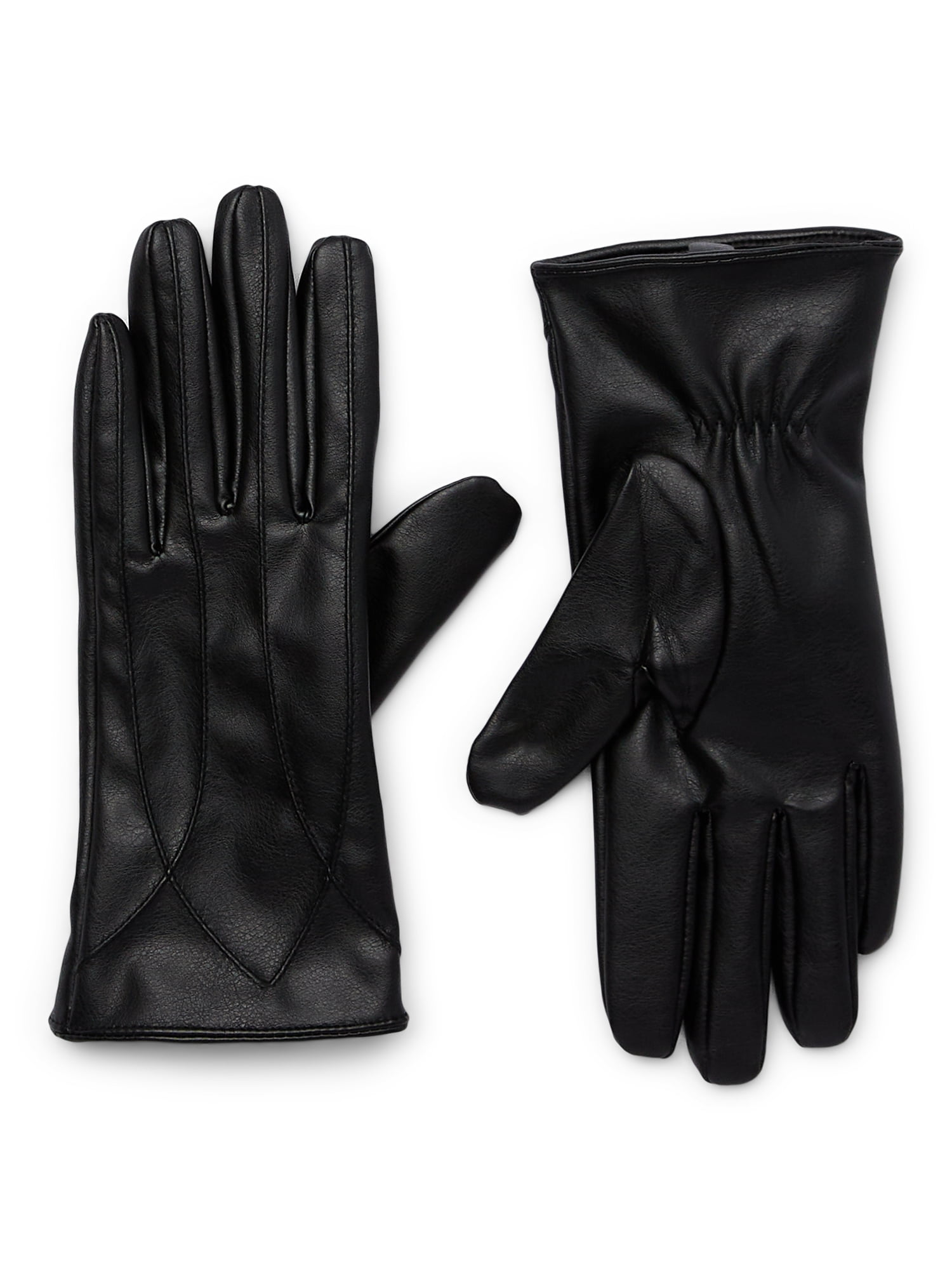 Time and Tru Women's Winter Gloves with Curved Arch Seams, L/XL, Black ...