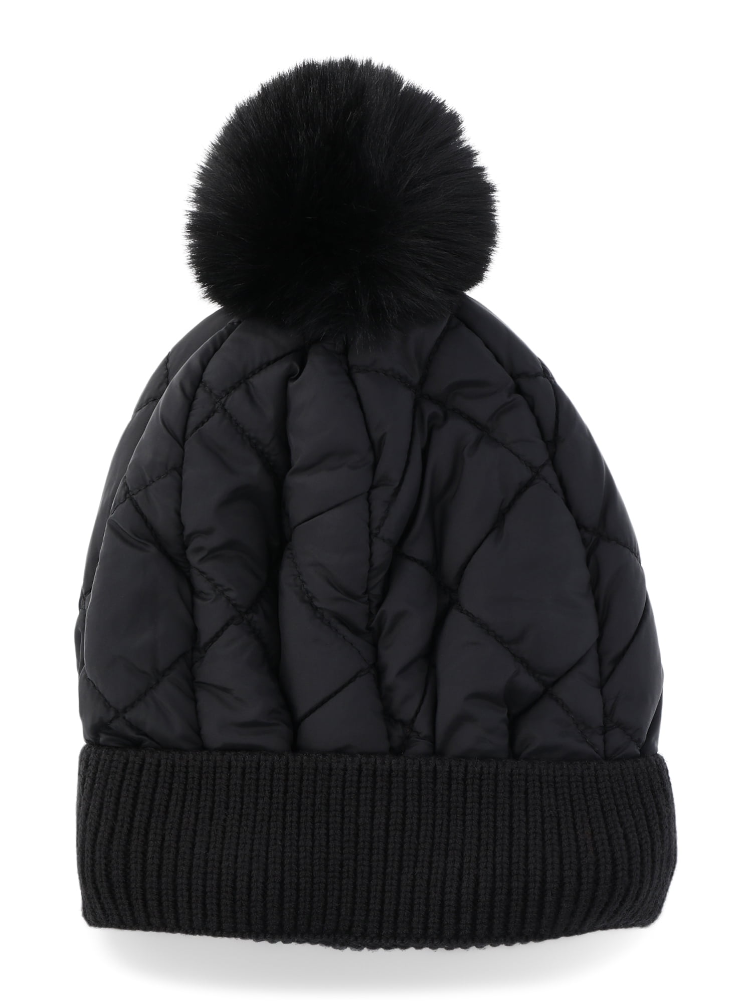 Time and Tru Women's Puffer Winter Beanie, Black - Walmart.com