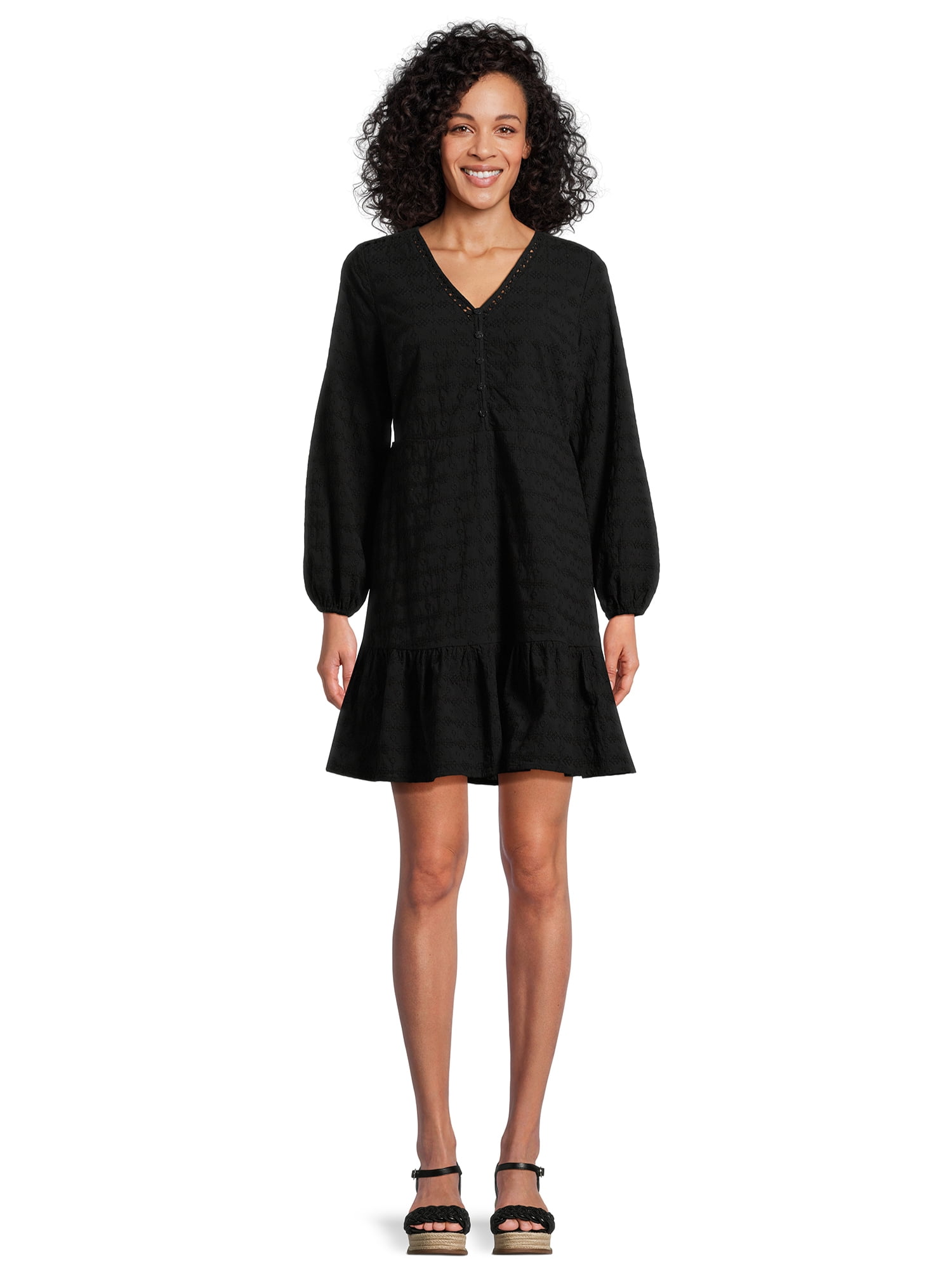 Time And Tru Women Tiered Mini Eyelet Dress - Walmart.com