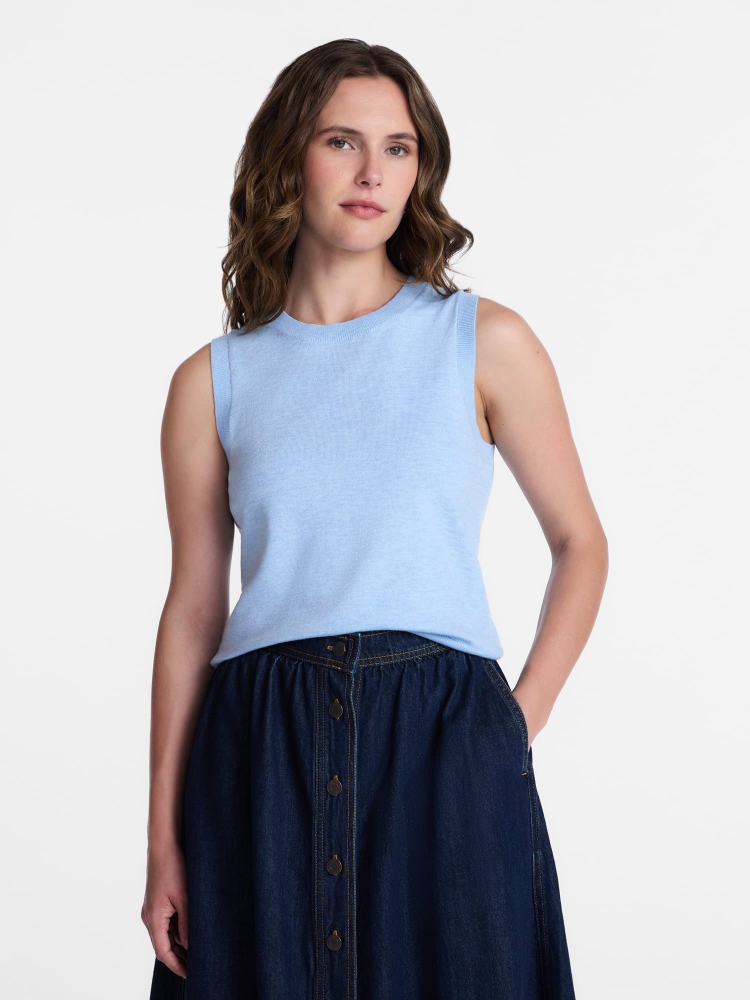 Time and Tru Women's Fine Gauge Sweater Shell, Lightweight, Sizes XS ...