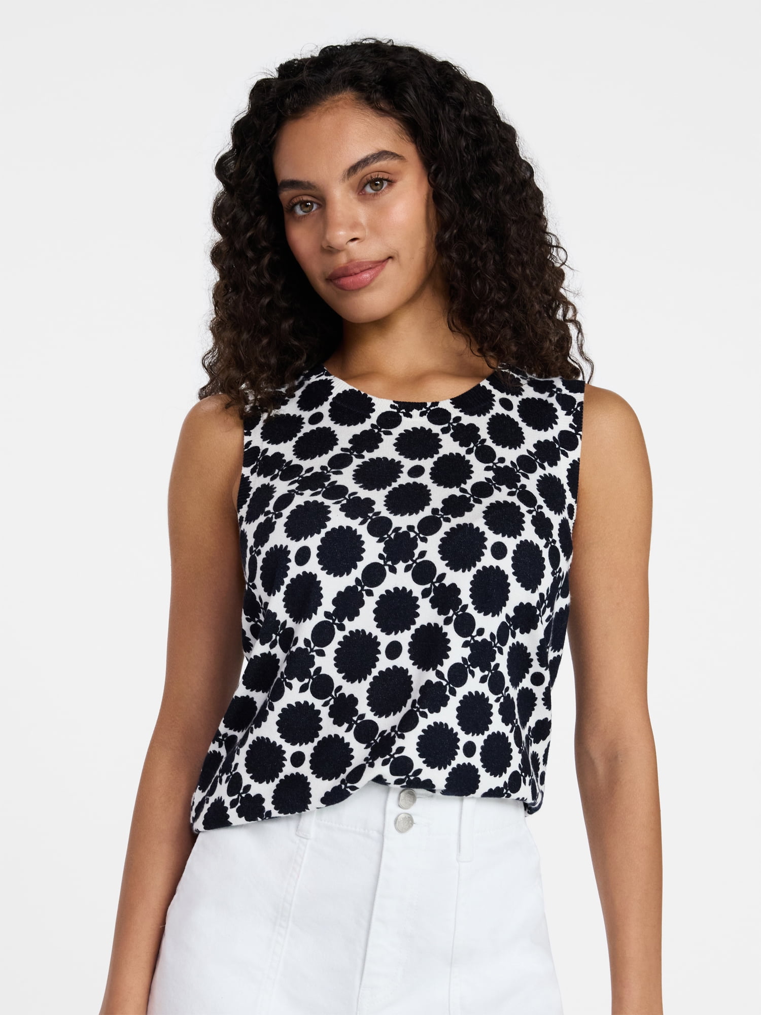 Time and Tru Women's Fine Gauge Sleeveless Sweater Shell, Lightweight ...