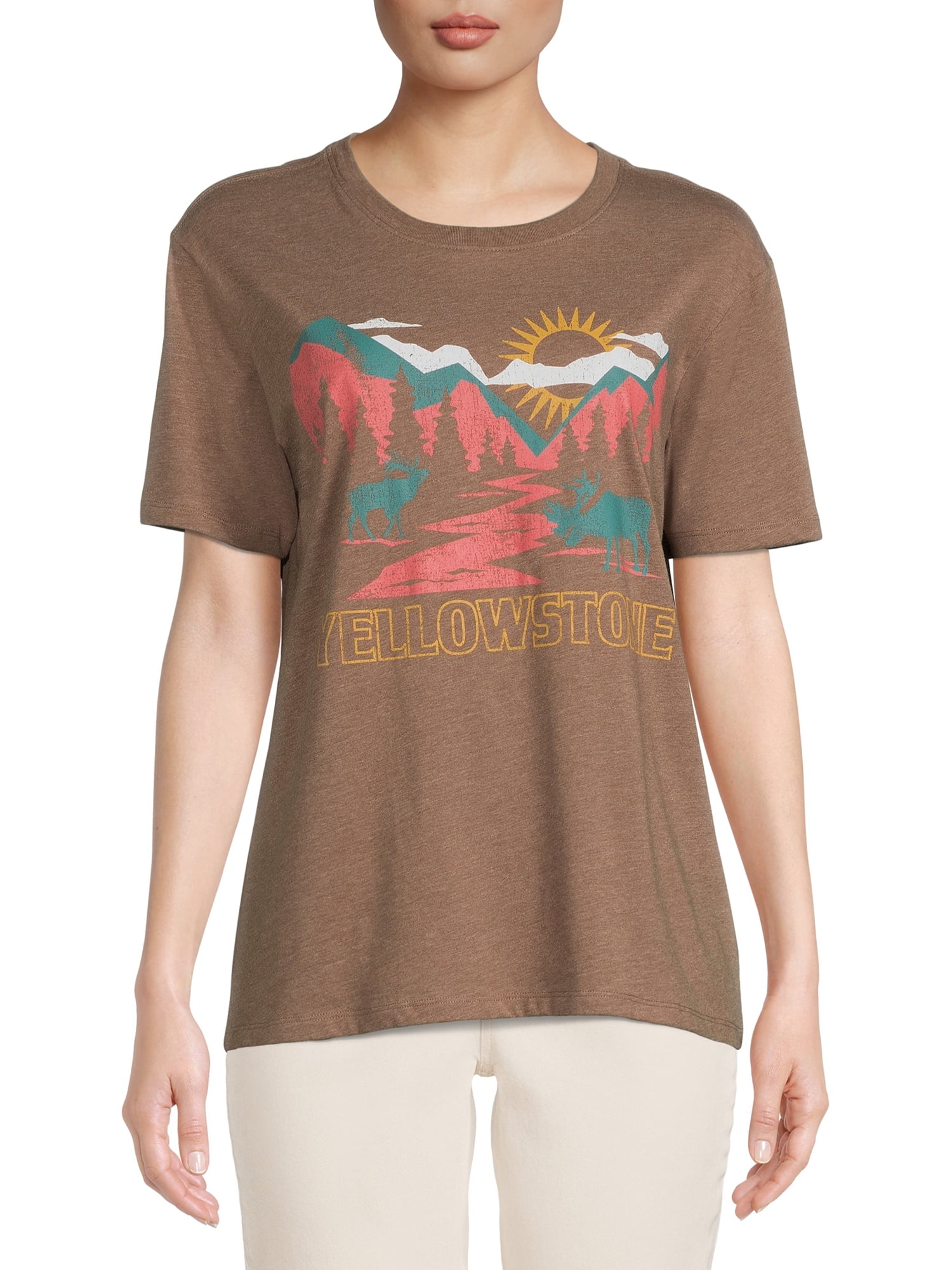 Time And Tru Women's Graphic Tee with Short Sleeves - Walmart.com