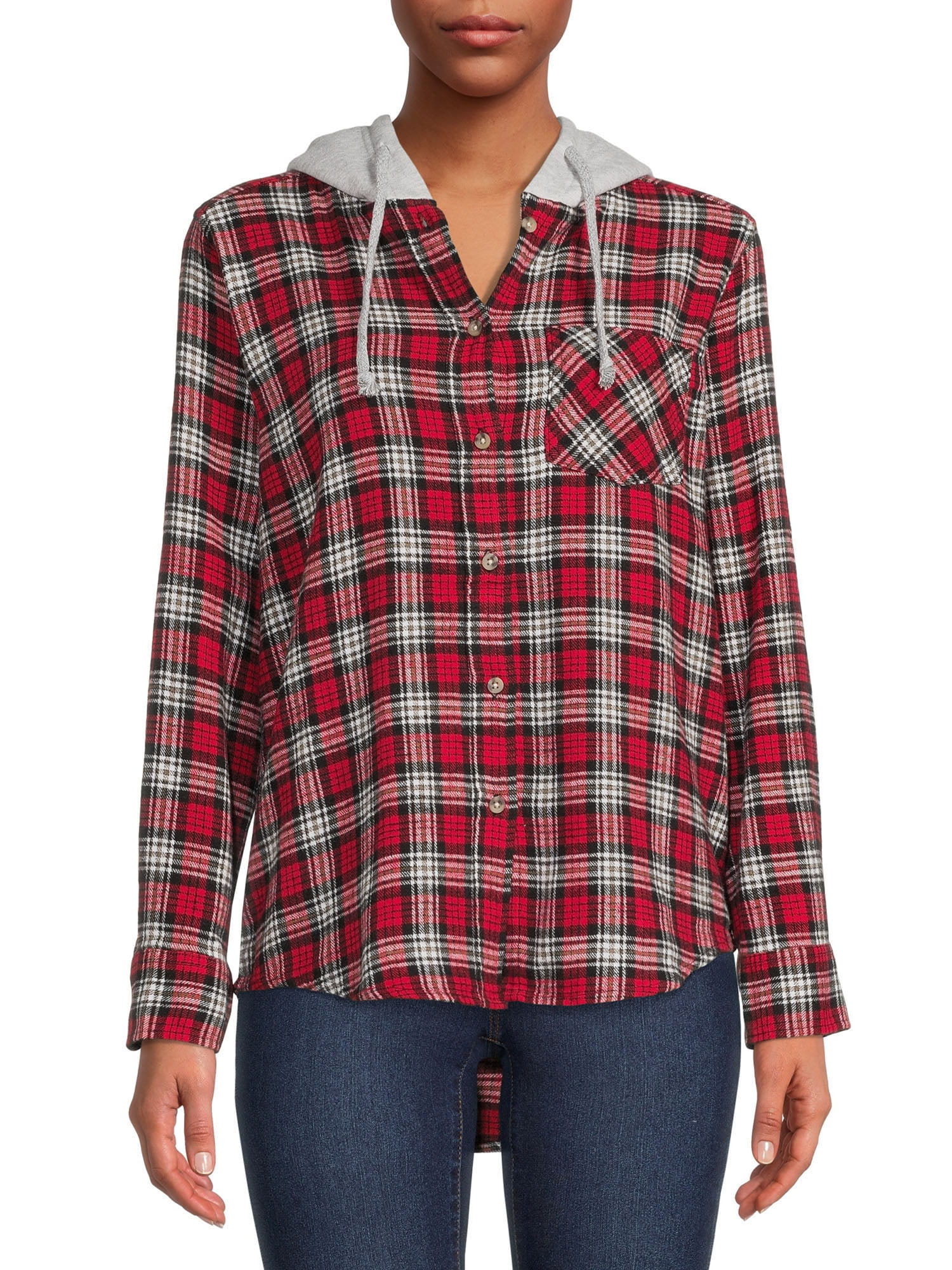 Time And Tru Women's Hooded Flannel - Walmart.com