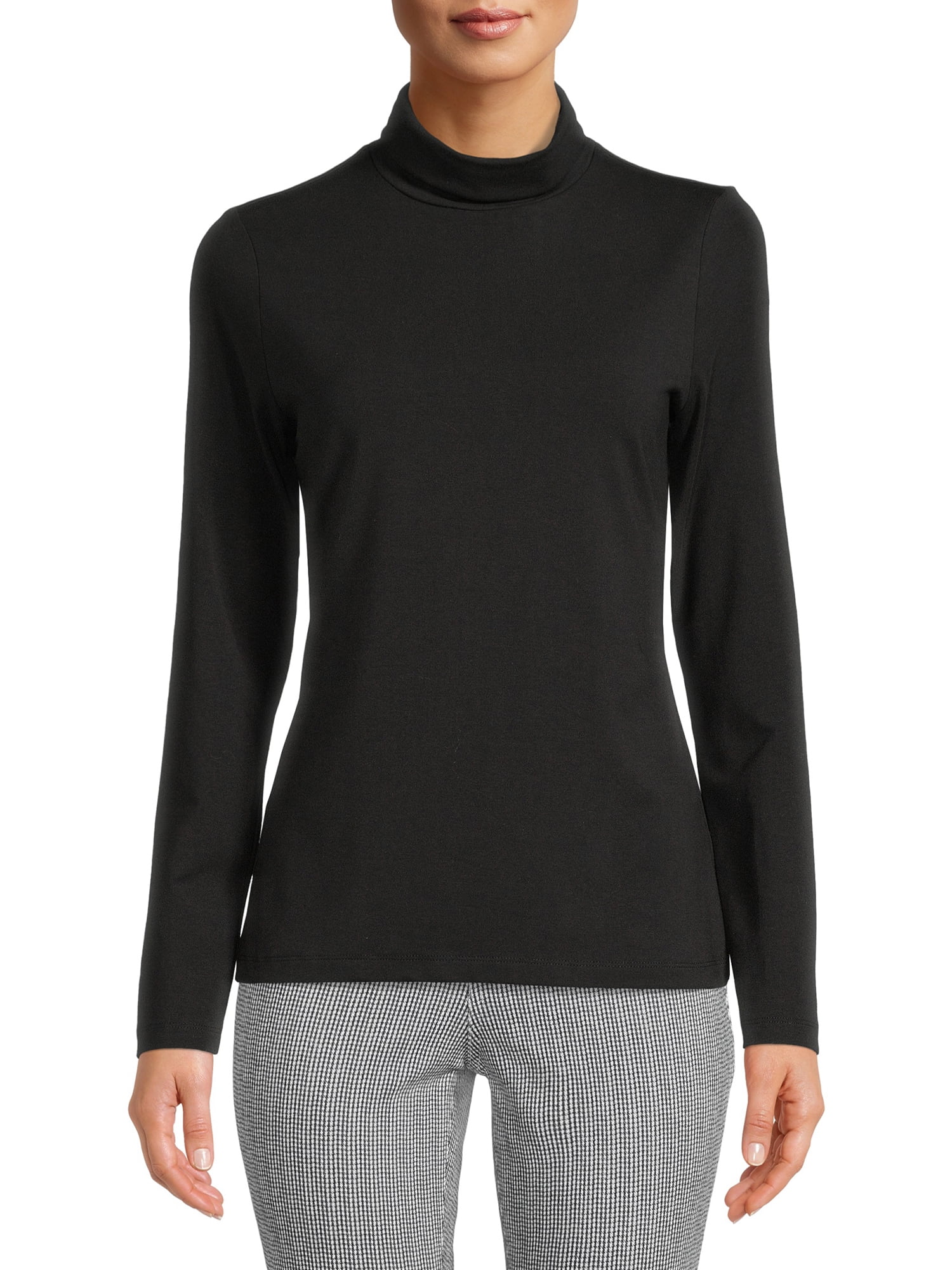Time and Tru Women's Knit Turtleneck Top - Soft, Casual Layer - Cotton ...