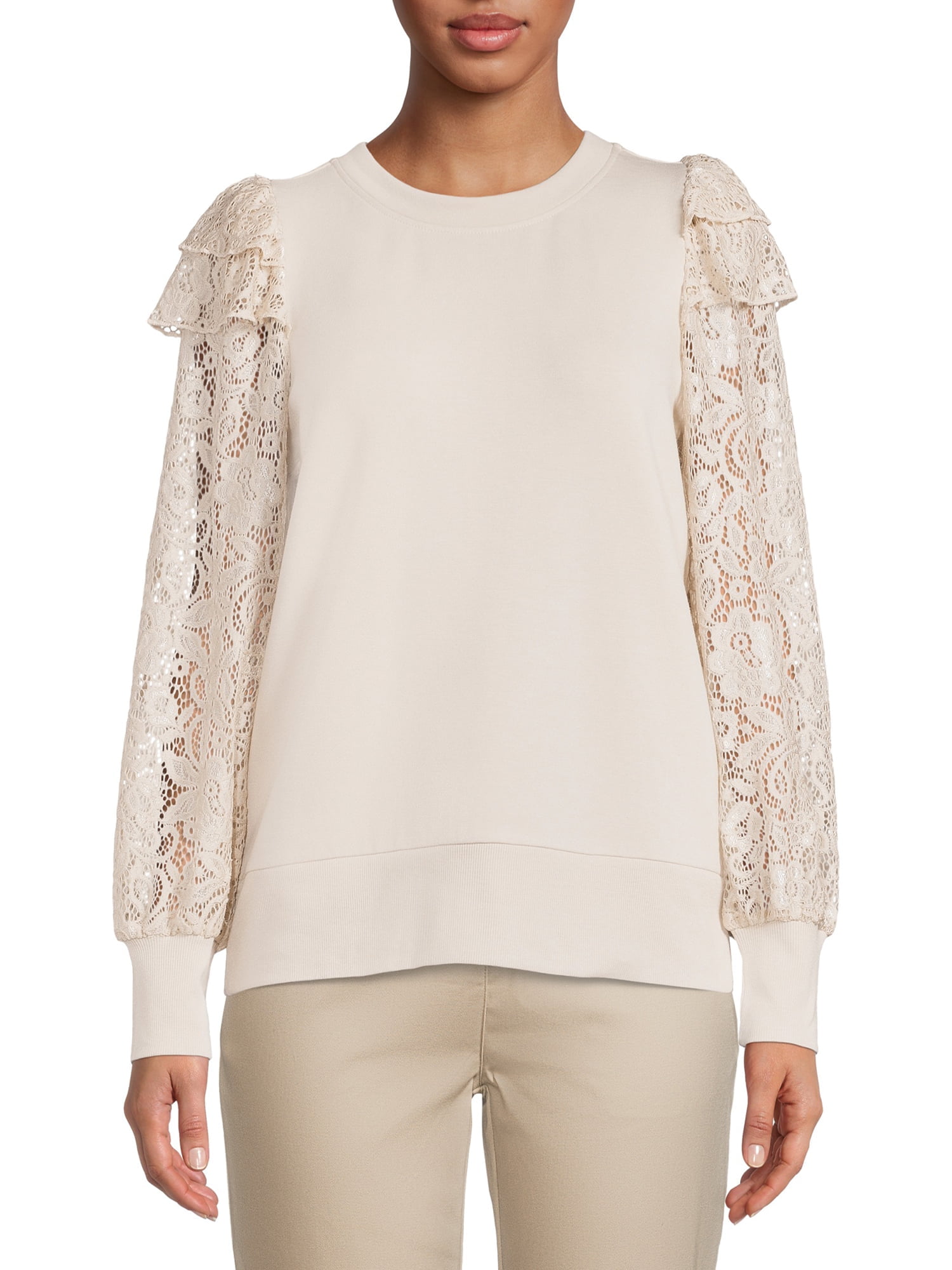 Time And Tru Women's Lace Sweatshirt - Walmart.com