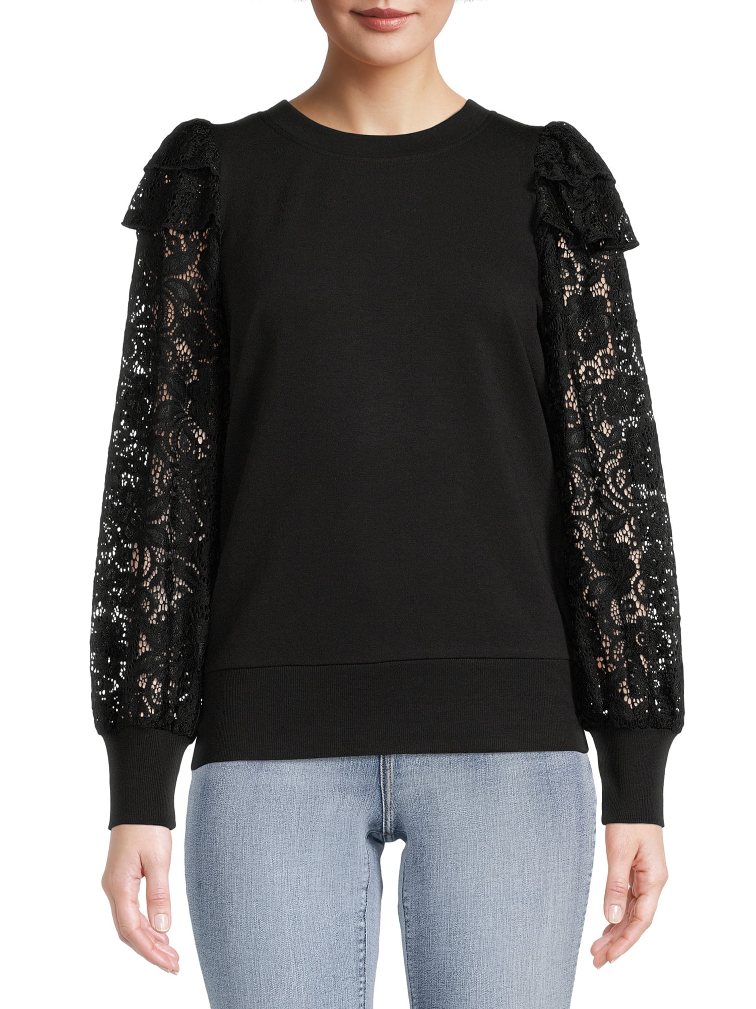 Time And Tru Women's Lace Sweatshirt - Walmart.com