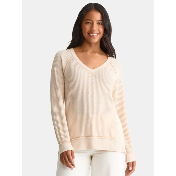 Time and Tru Women's and Women's Plus V Neck Tunic Sweatshirt with Long ...