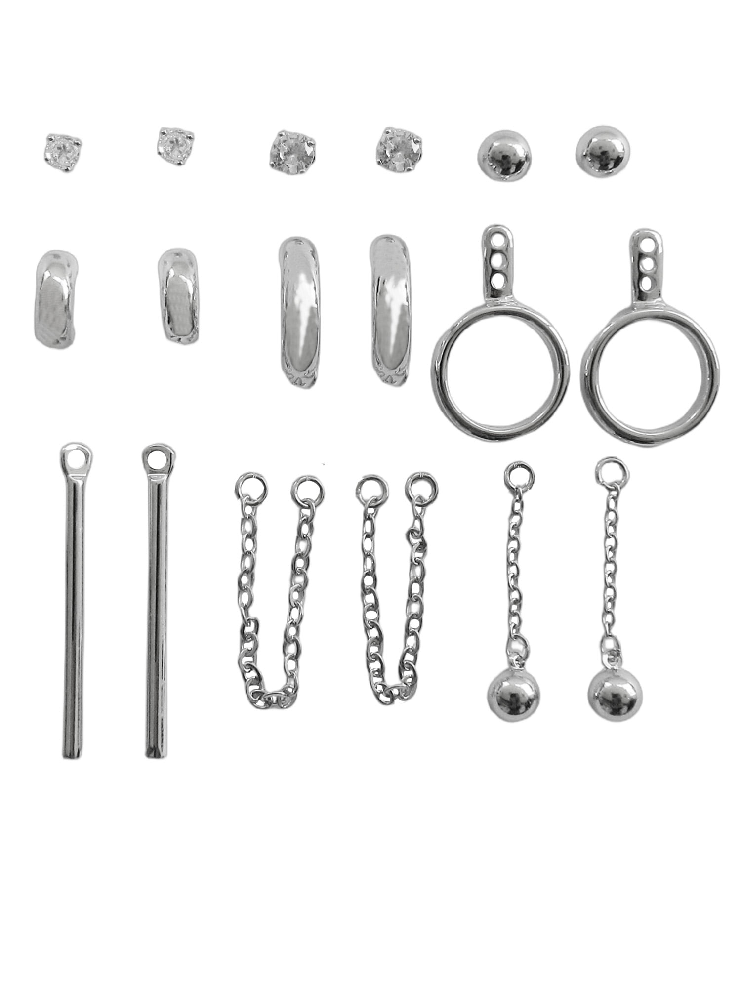 Time And Tru Women's Mix And Match Earring Set in Gold Plated Zinc ...