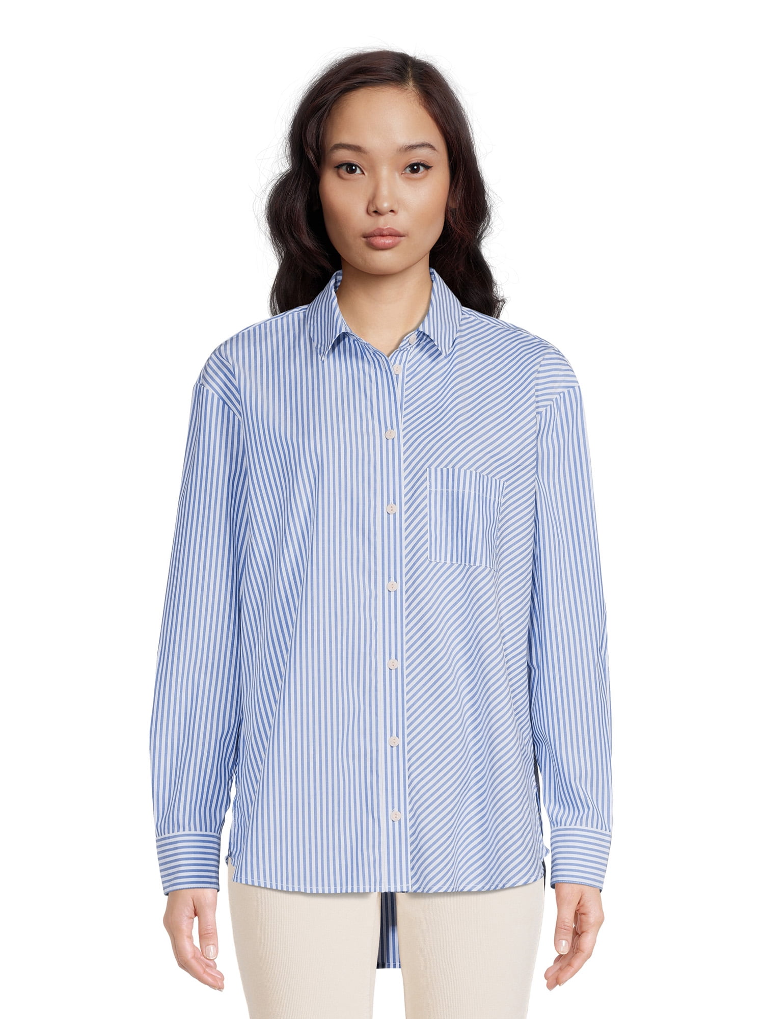 Time And Tru Women's Oversized Shirt - Walmart.com